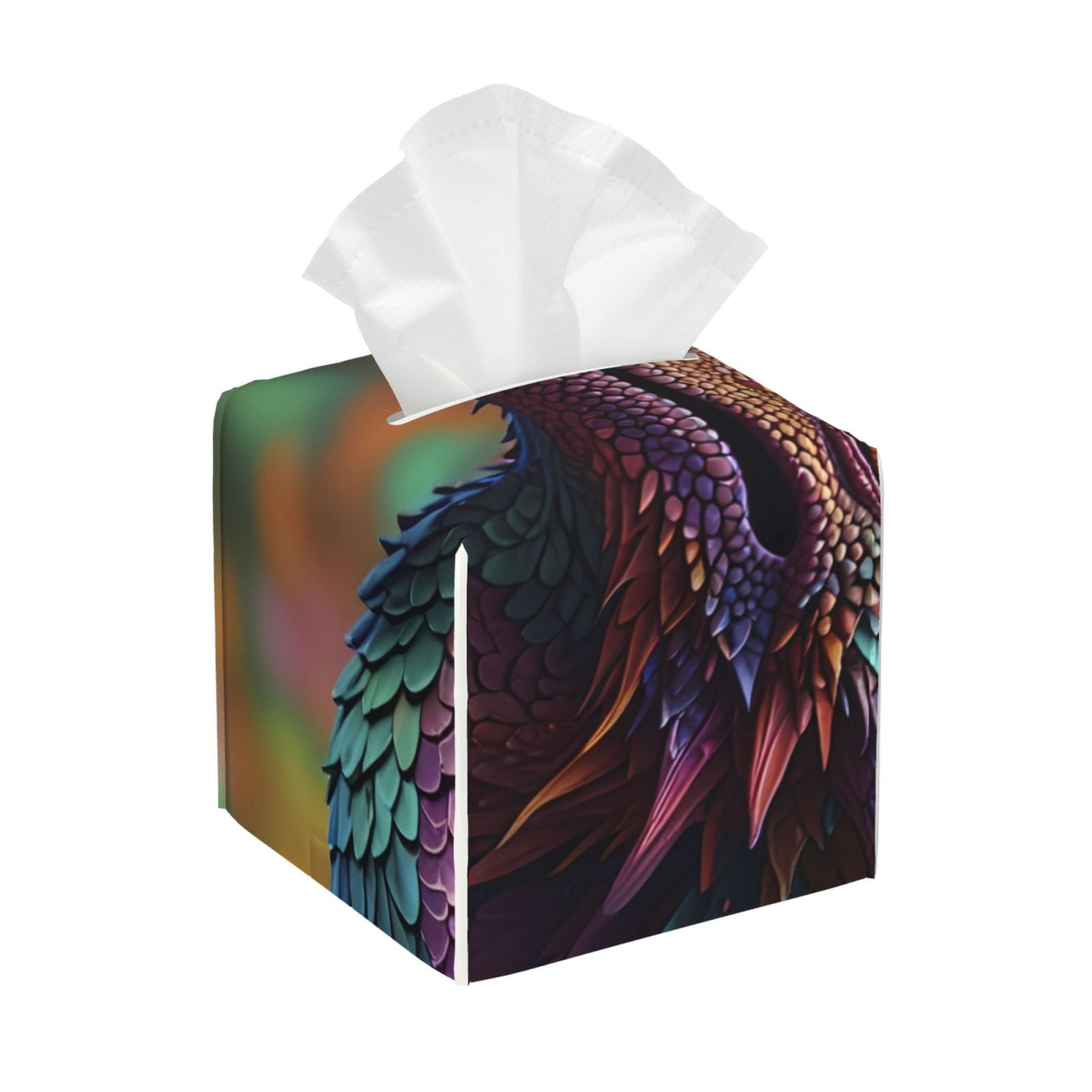 Uemuo Rainbow Scales Fantasy Dragon Tissue Box Cover Holder, Square ...