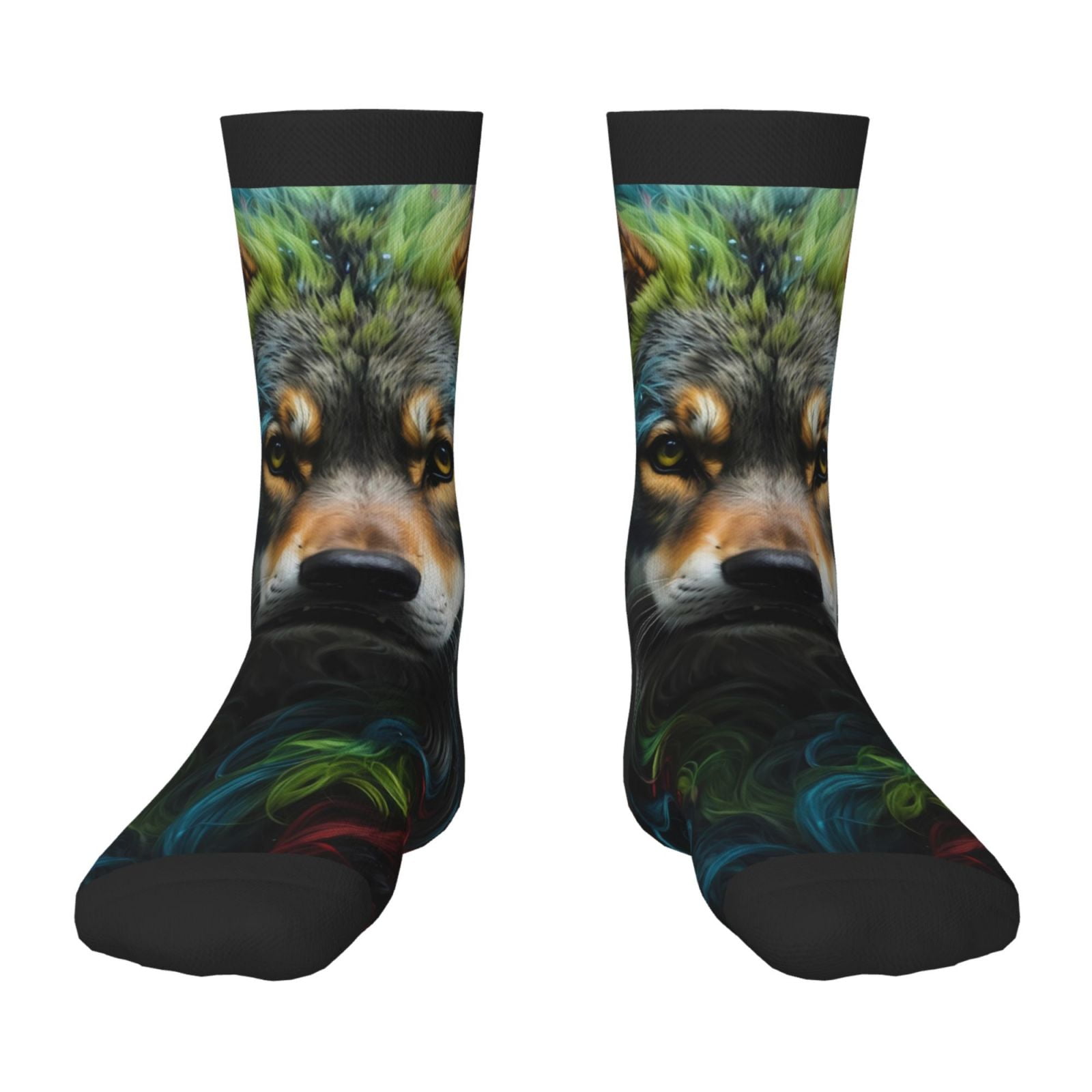 Uemuo Realistic Style Colorful Wolf Printed Kids Boys Socks Seamless ...
