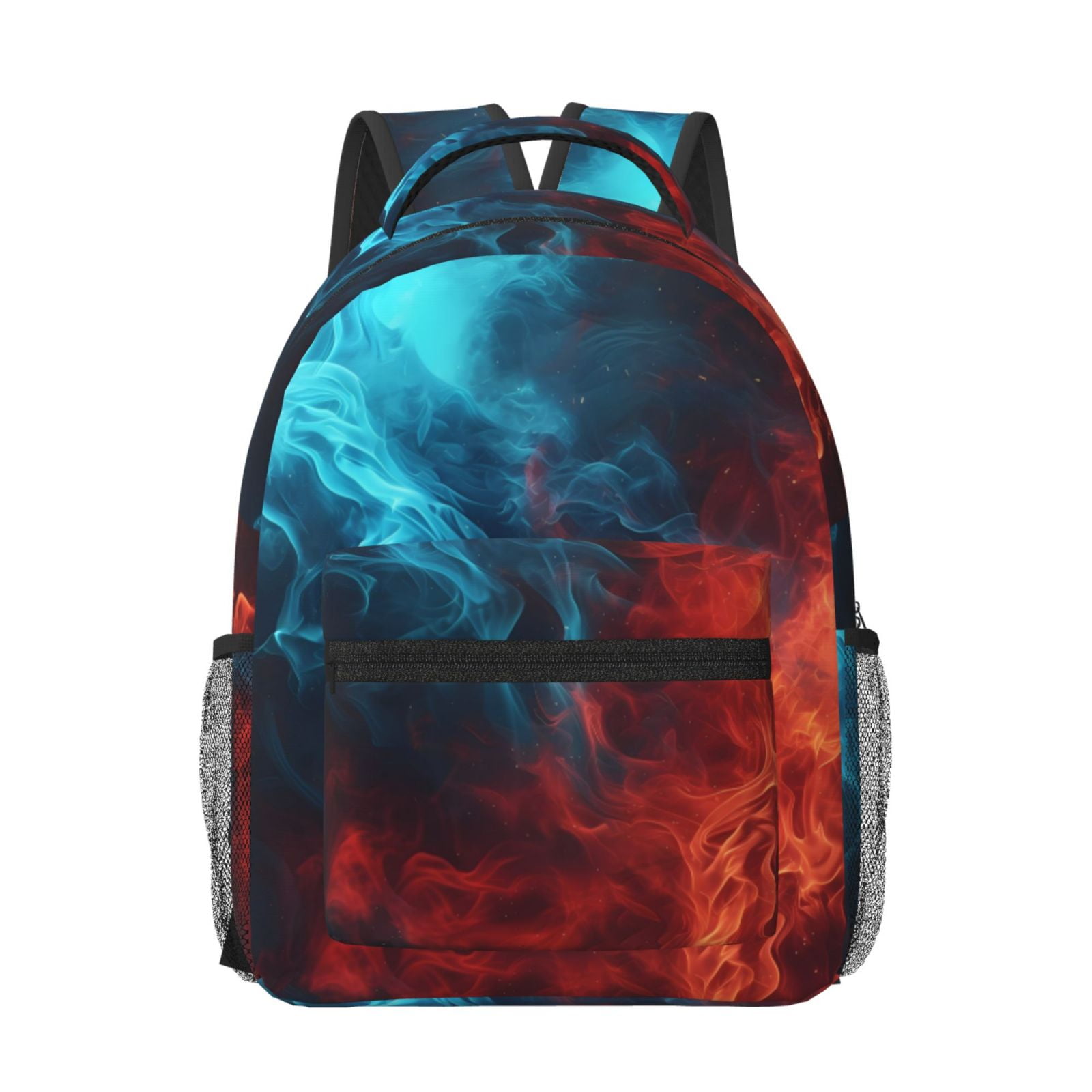 Uemuo Red And Blue Fire Printed Student Durable Water-resistant ...