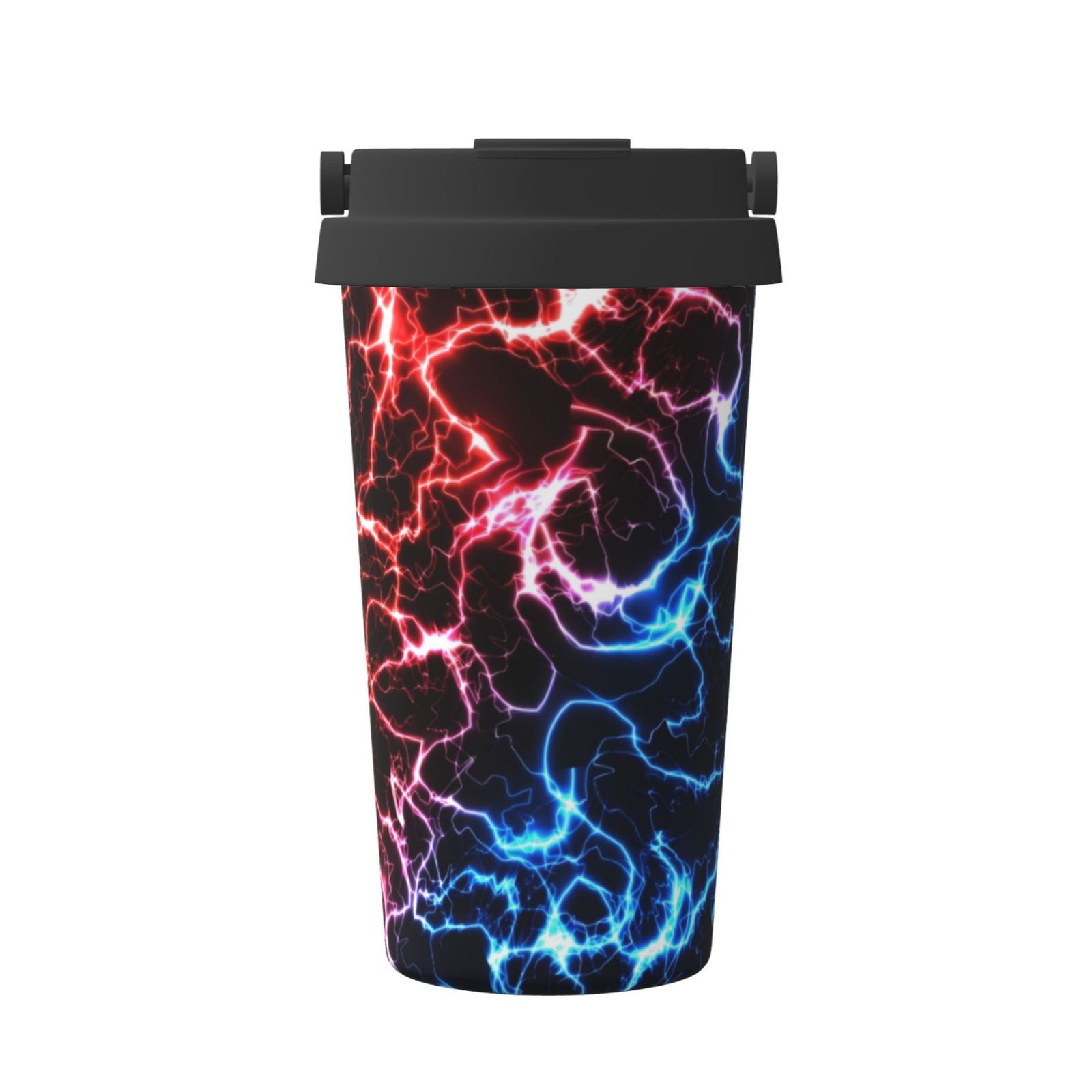 Uemuo Red And Blue Lightning Print Carry Insulated Coffee Mug, Travel ...