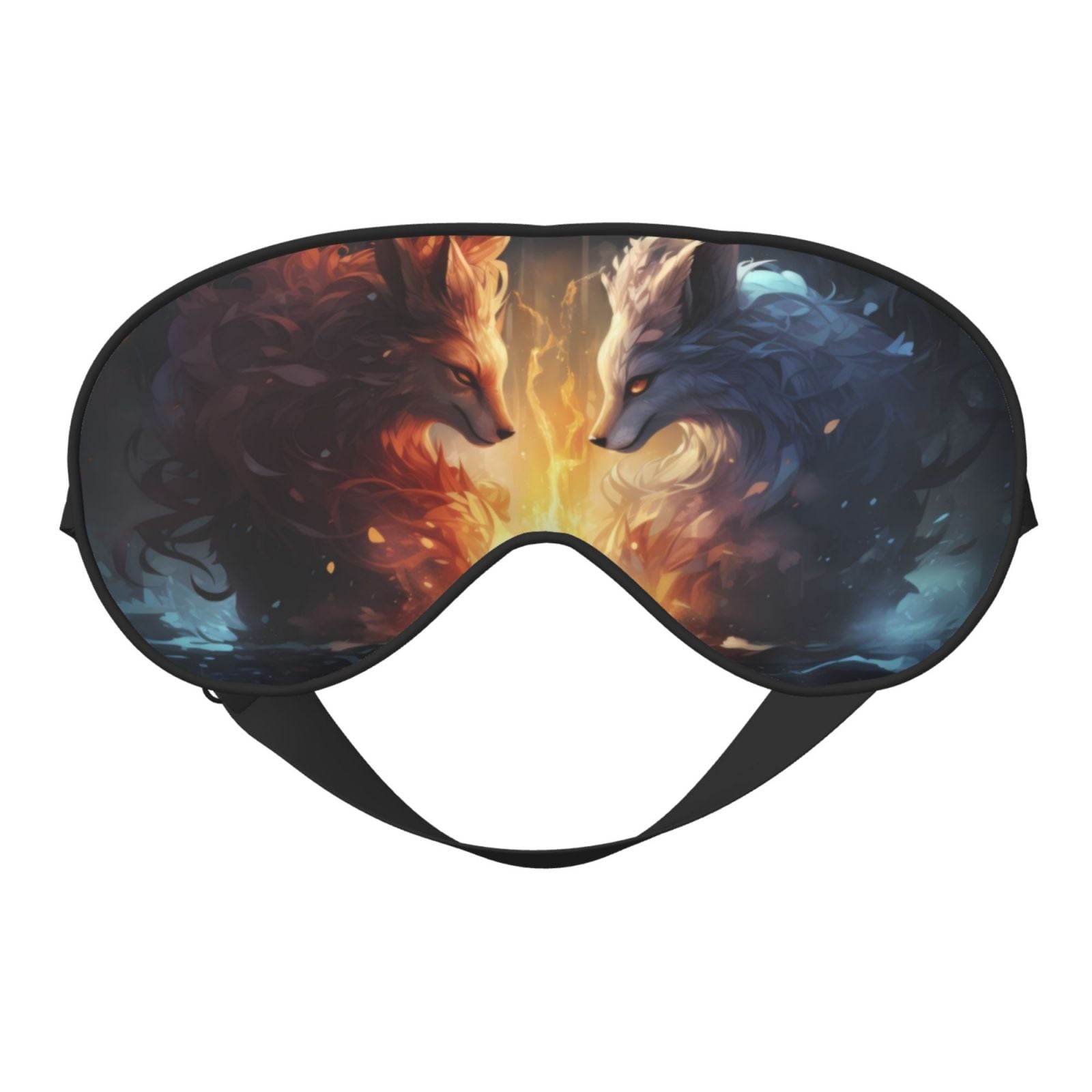 Uemuo Red And White Flame Fox Pattern Sleep Eye Mask - Light Blocking ...