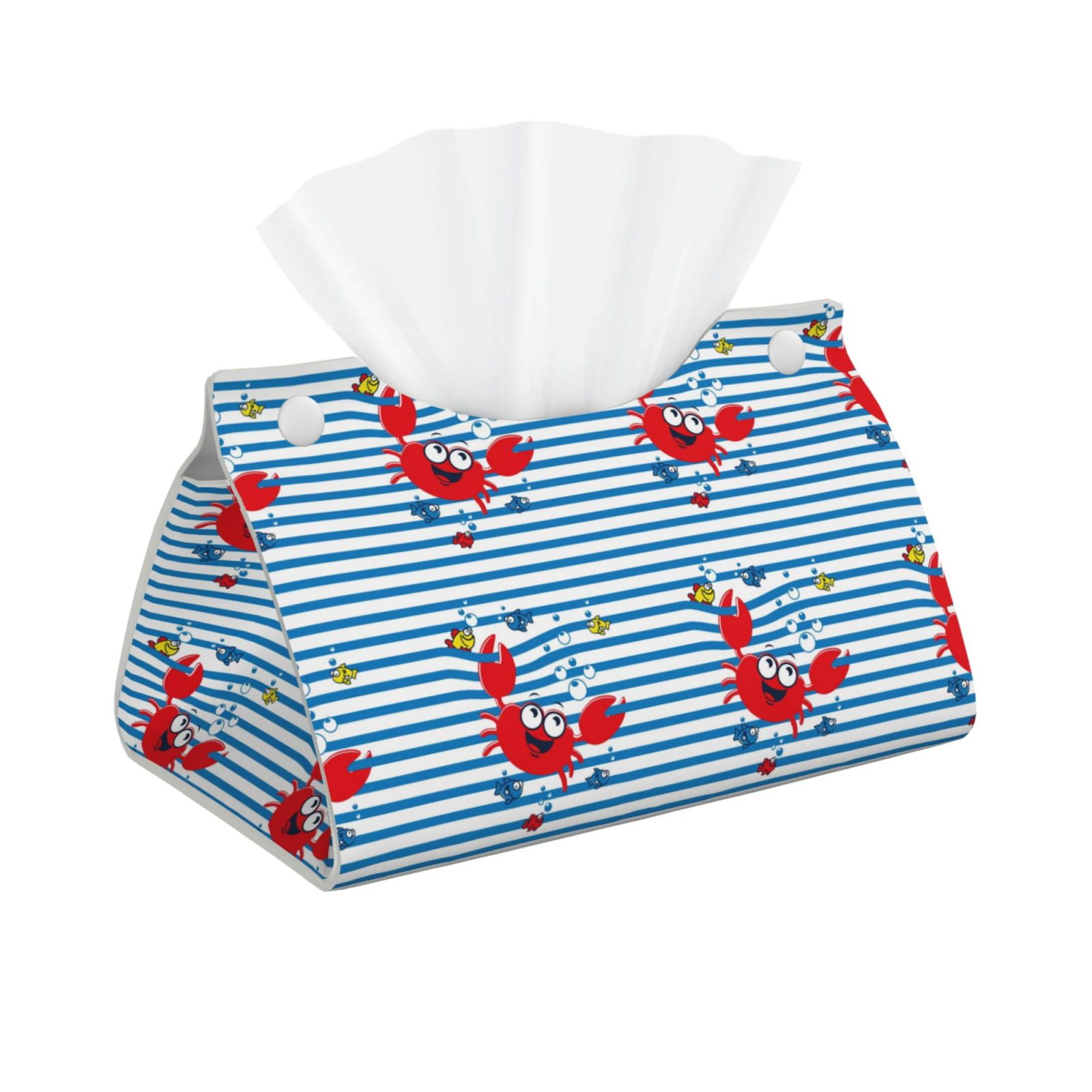Uemuo Red Funny Crab on Blue Stripe Pattern Tissue Box Cover Holder ...