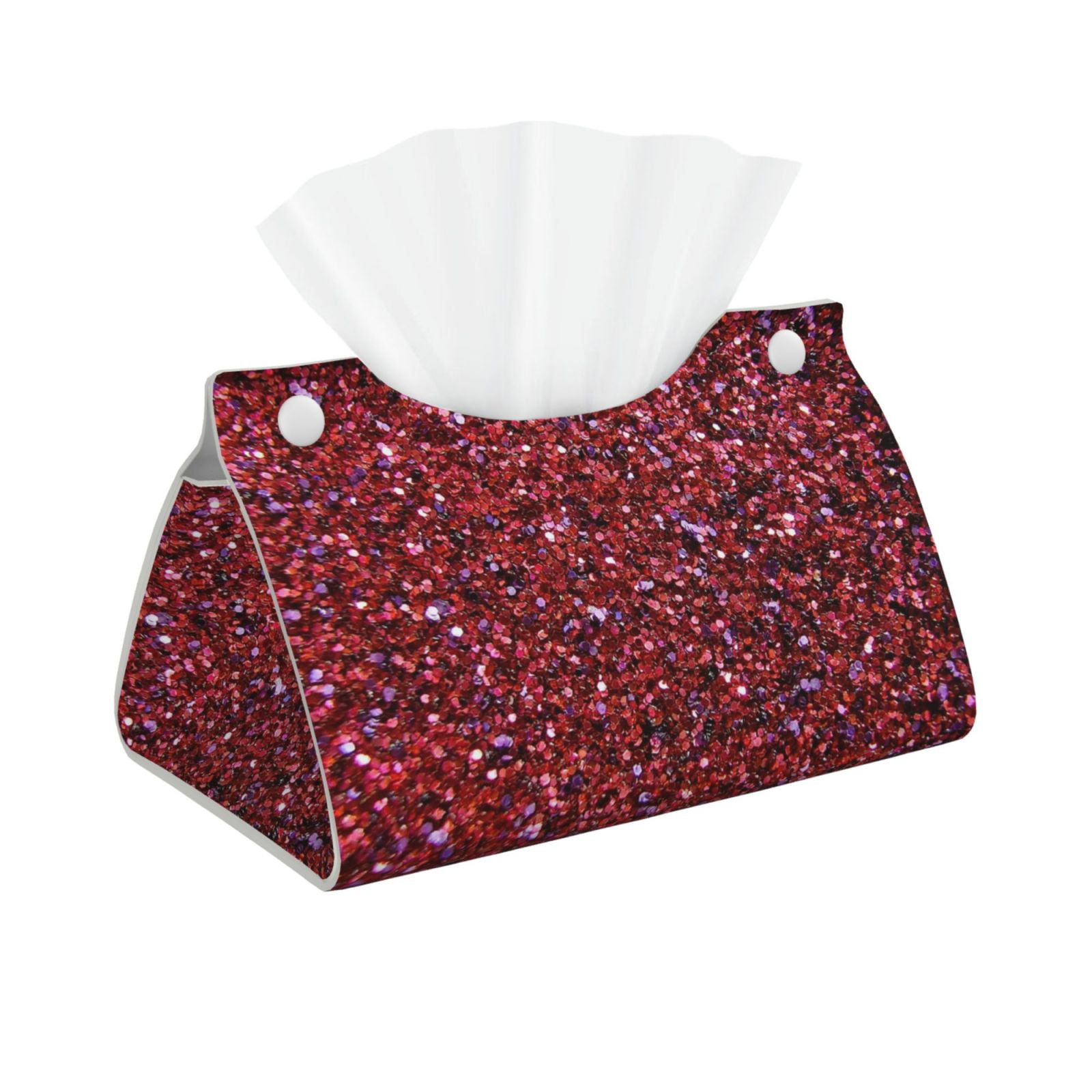 Uemuo Red Glitter Pattern Tissue Box Cover Holder, Triangle with Bottom ...