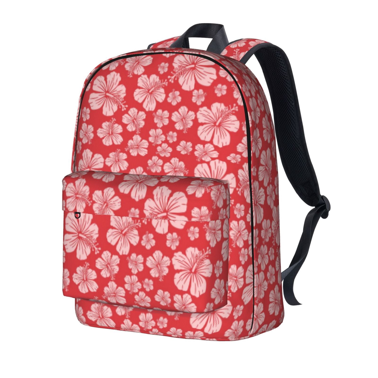 Uemuo Red Hibiscus Flower Pattern Backpack for Work and Travel ...