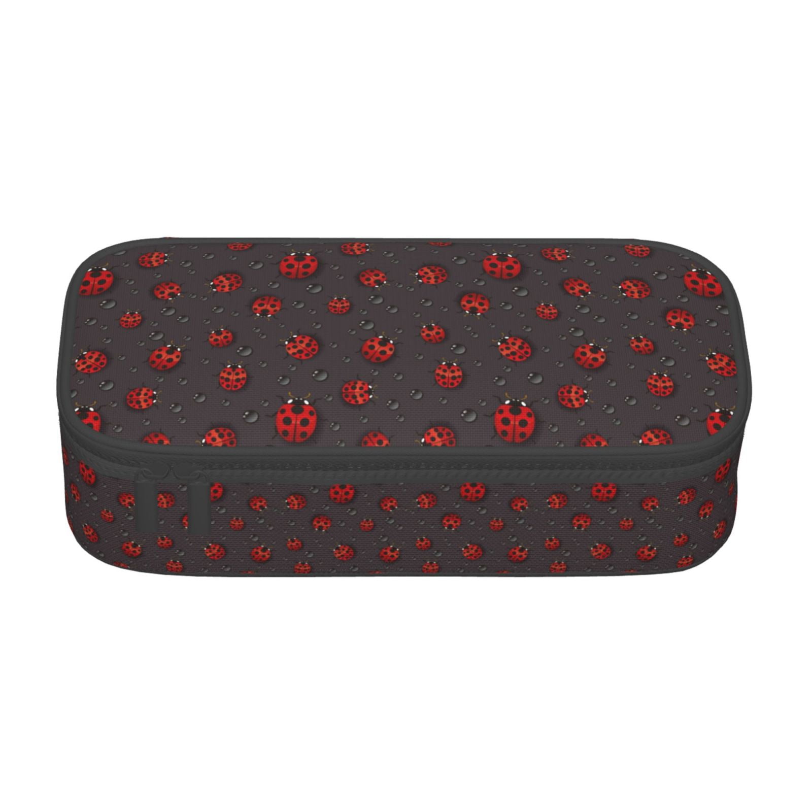 Uemuo Red Ladybugs On Dark Background Printed Large Pencil Case, Big ...