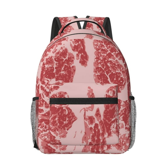 Uemuo Red Meat Printed Student Durable Water-resistant Backpack,Travel ...
