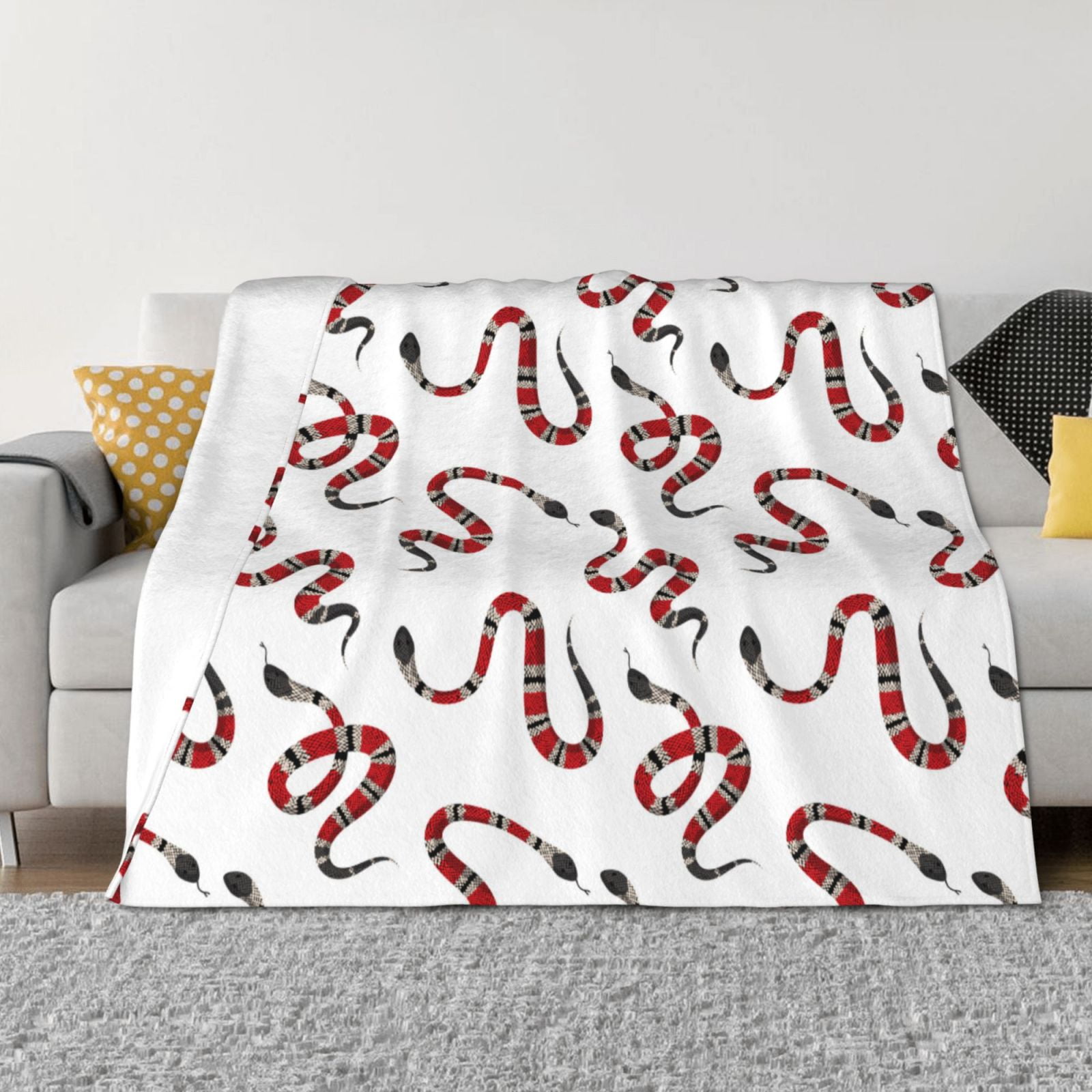 Uemuo Red Snake Printed Throw Blanket for Couch, Fluffy Fuzzy Blankets ...