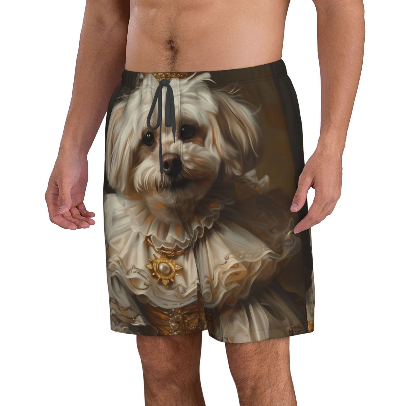 Uemuo Regal Dog In Royal Attire Pattern Men's Swim Trunks Hawaiian ...