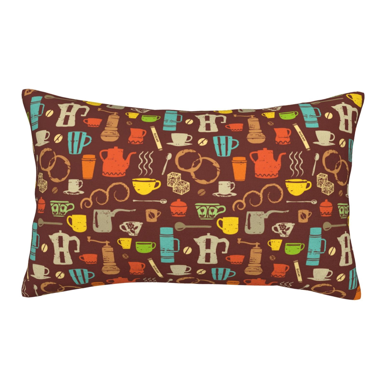 Uemuo Retro Coffee Print Throw Pillow Case – Cozy & Soft Cushion Cover ...
