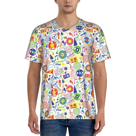 Uemuo Retro Musi Disco Print Mens Polo Shirts Baseball T-shirt ...