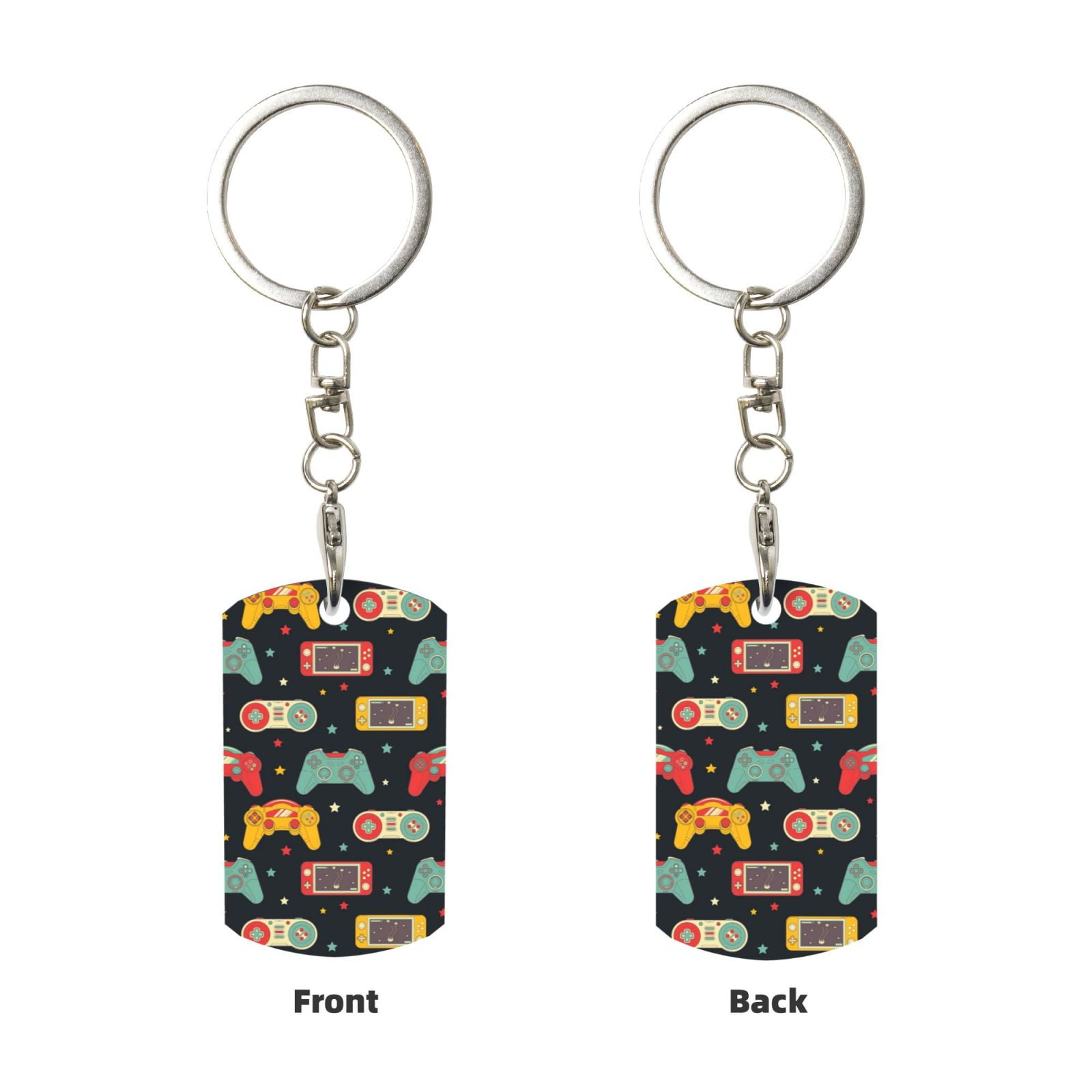 Uemuo Retro Video Game Pattern Rectangular Metal Keychain - Durable, Stylish, and Personalized ...