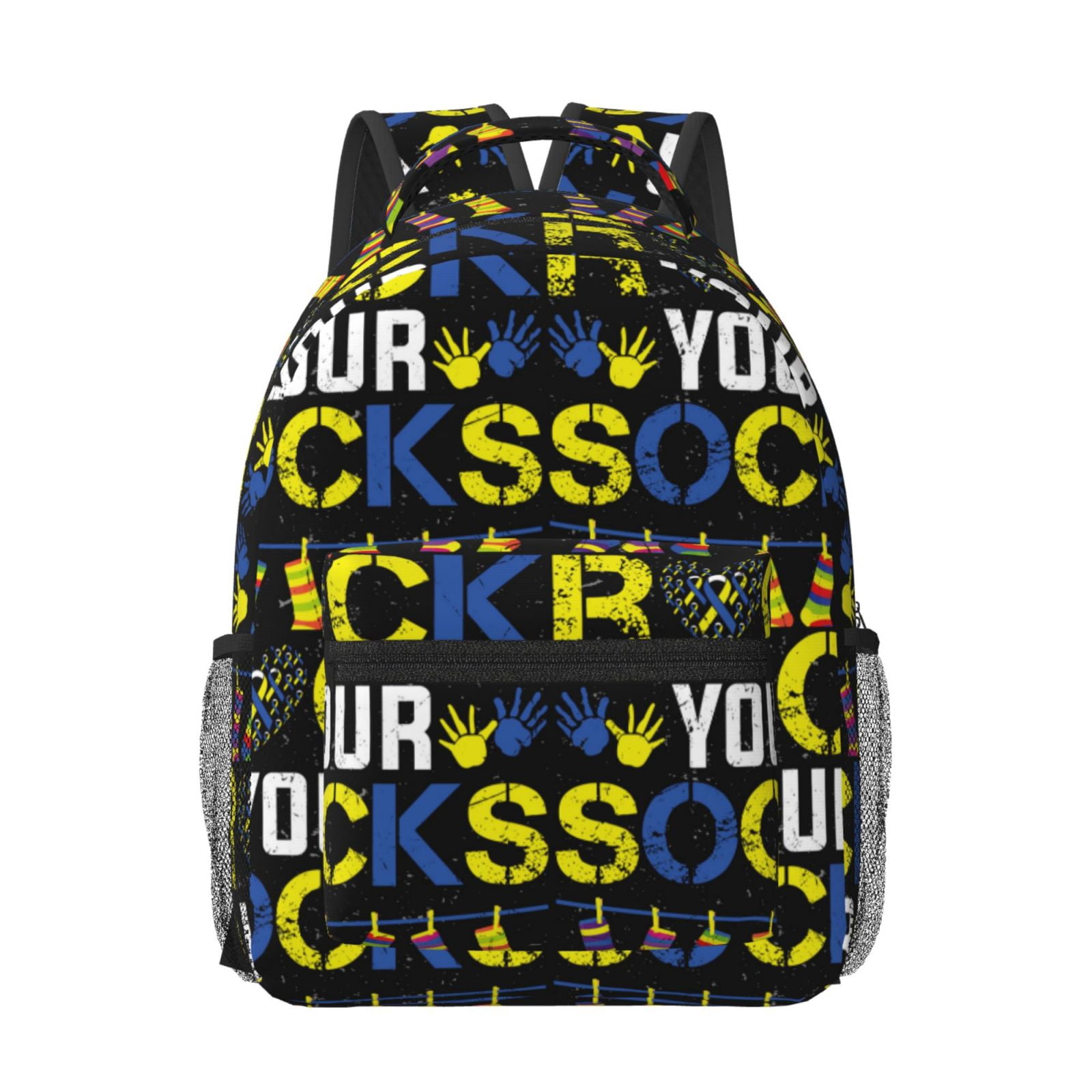 Uemuo Rock Your Socks Printed Student Durable Water-resistant Backpack ...