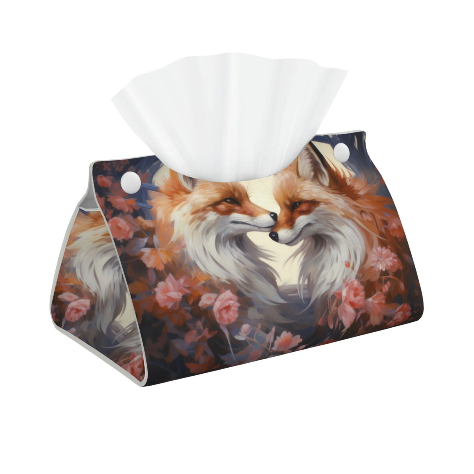 Uemuo Romantic Flower Fox Pattern Tissue Box Cover Holder, Triangle ...