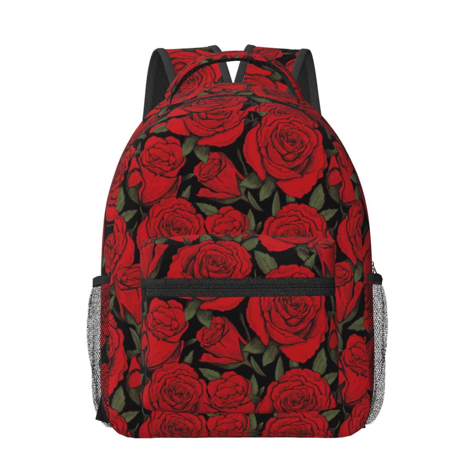 Uemuo Rose Flowers Printed Student Durable Water-resistant Backpack ...