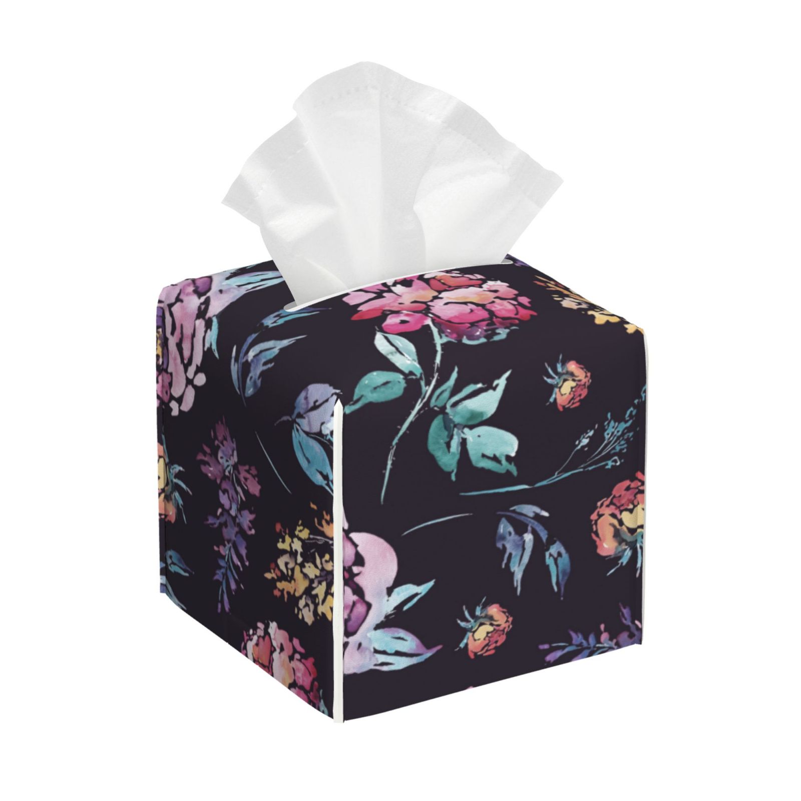 Uemuo Roses Flowers Tissue Box Cover Holder, Square with Bottom Belt ...