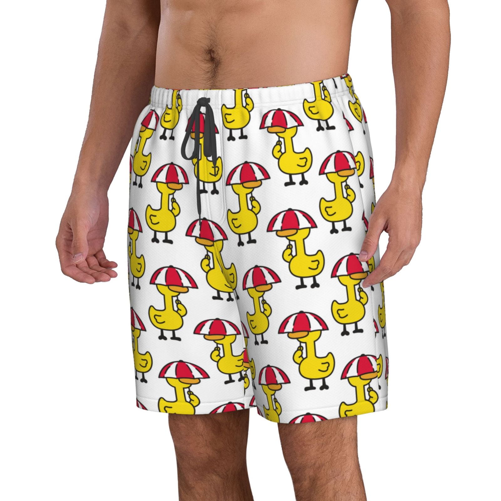 Uemuo Rubber Duck Chicken Bird Pattern Men's Swim Trunks Hawaiian Beach ...