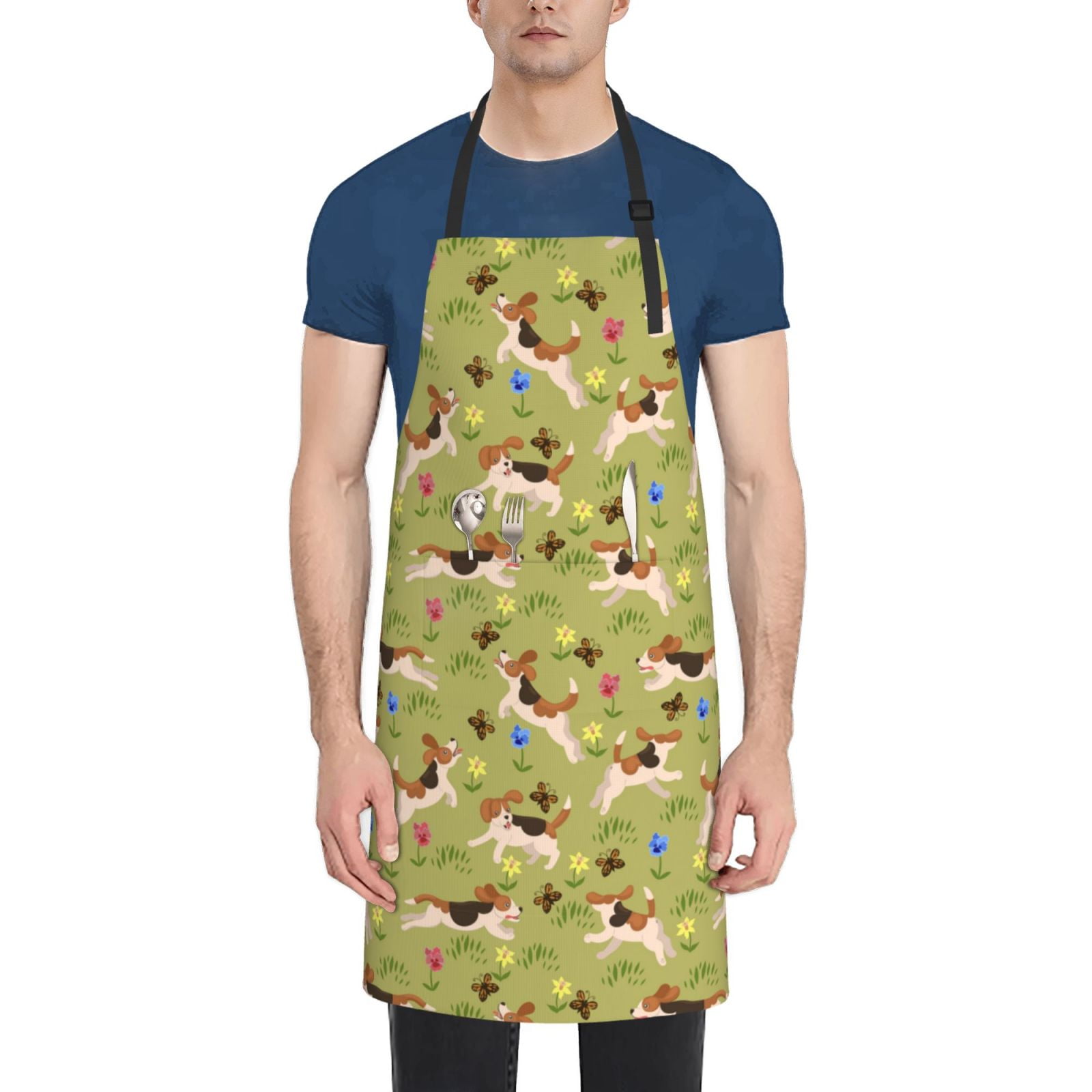 Uemuo Running Beagle Pattern Waterproof Apron Adjustable Dishwasher ...