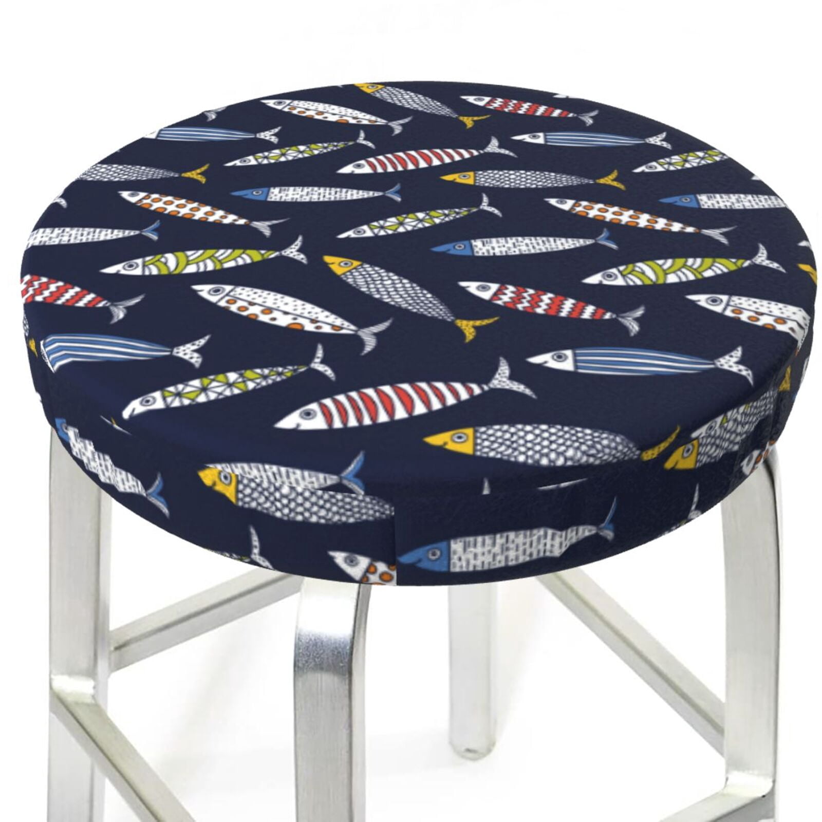 Uemuo Sardine Pattern Round Bar Stool Seat Covers Washable Stool ...