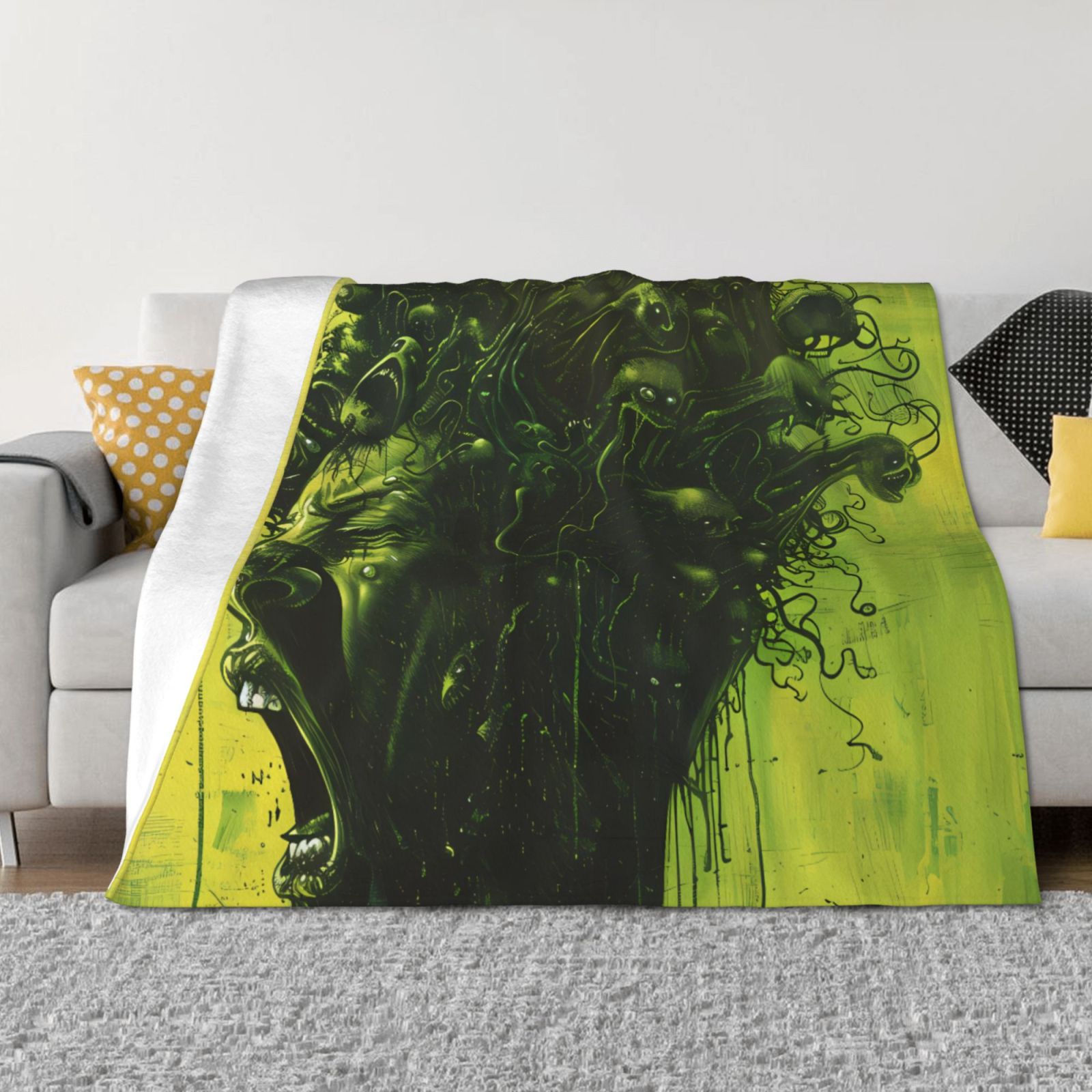 Uemuo Screaming Horror Art Printed Throw Blanket for Couch, Fluffy ...