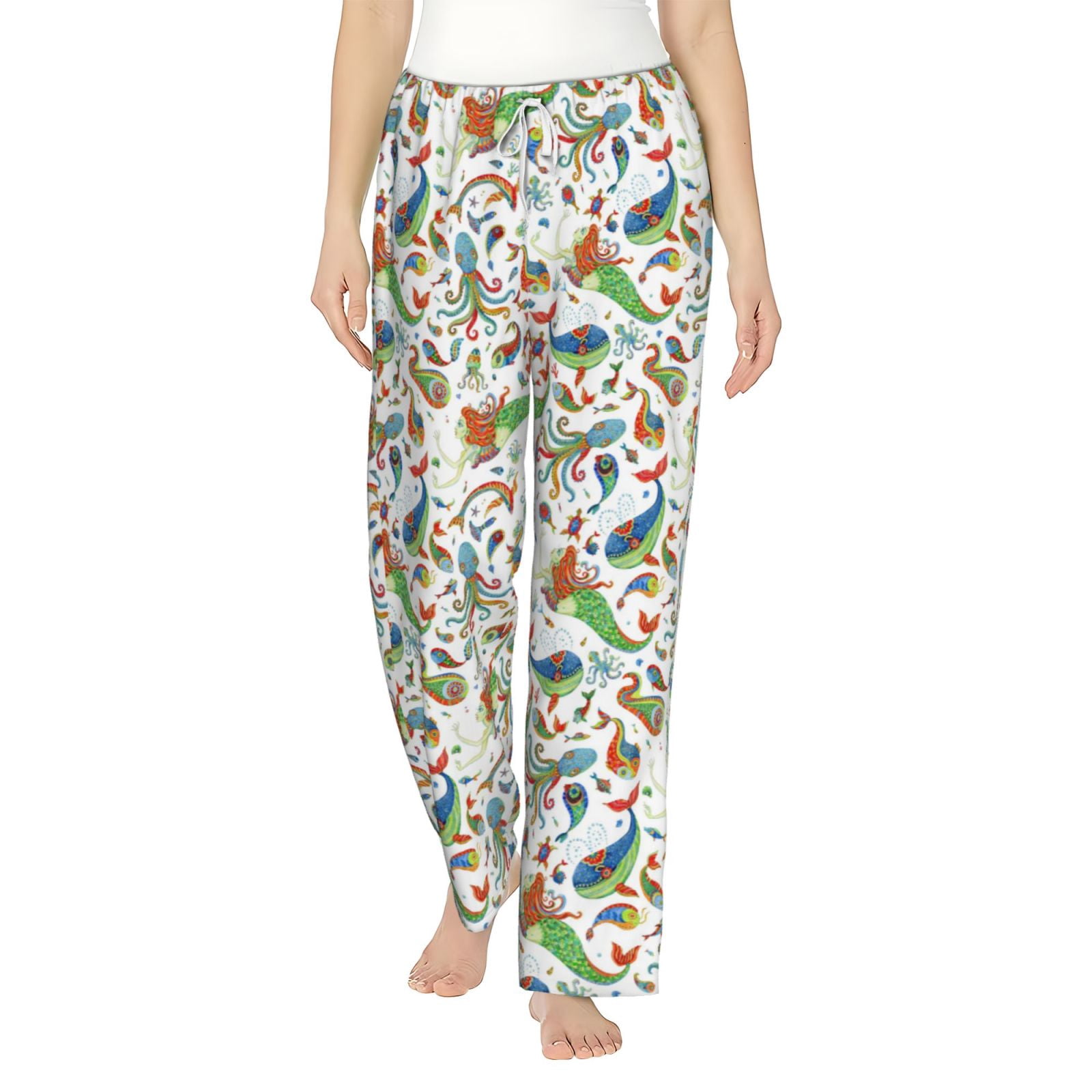 Uemuo Sea Animals 1 Pattern Women's Wide Leg Palazzo Lounge Pants with ...