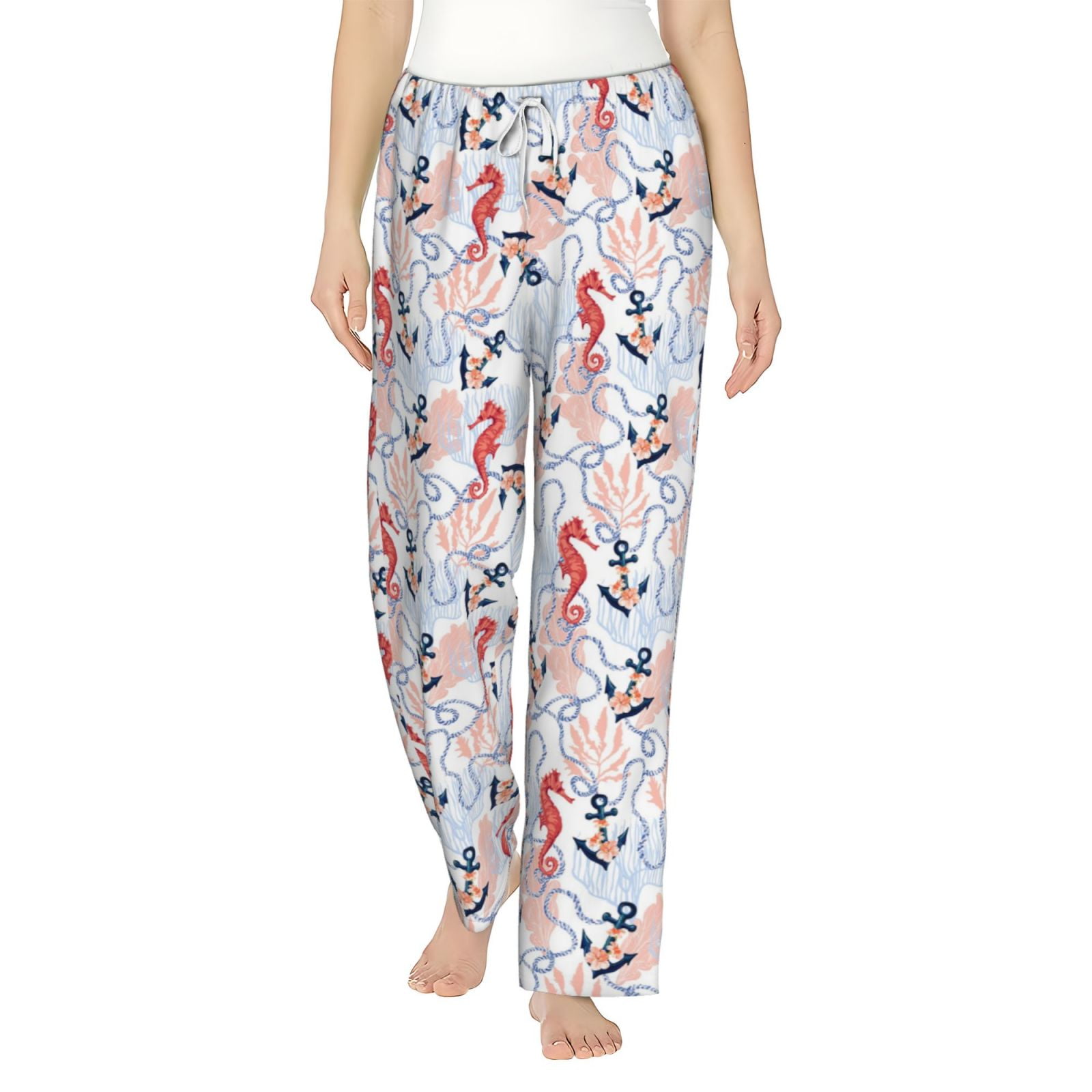 Uemuo Sea Horse And Corals Pattern Women's Wide Leg Palazzo Lounge ...