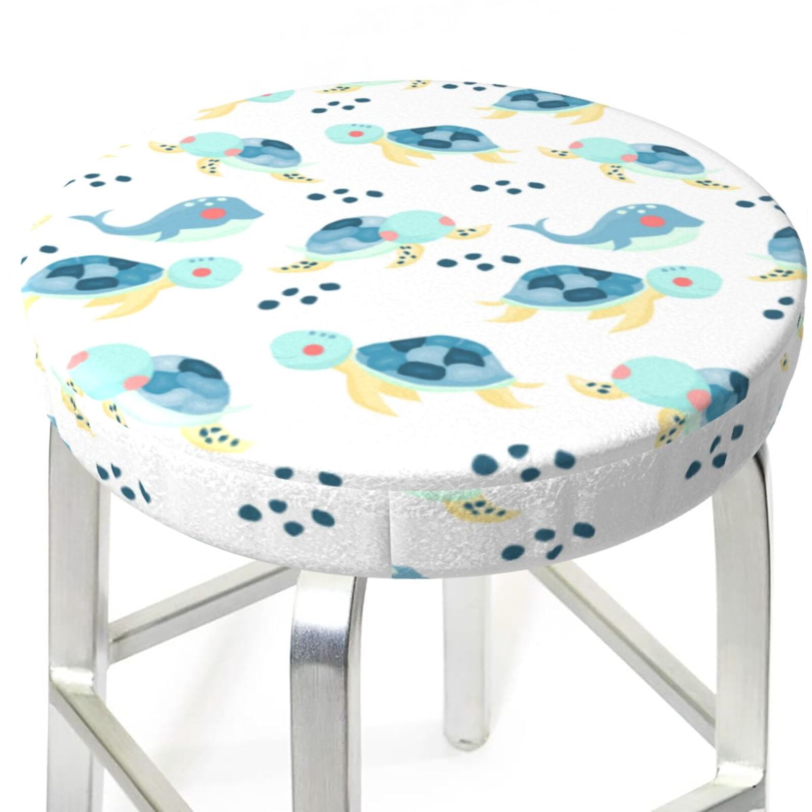 Uemuo Sea Turtle Pattern Round Bar Stool Seat Covers Washable Stool ...