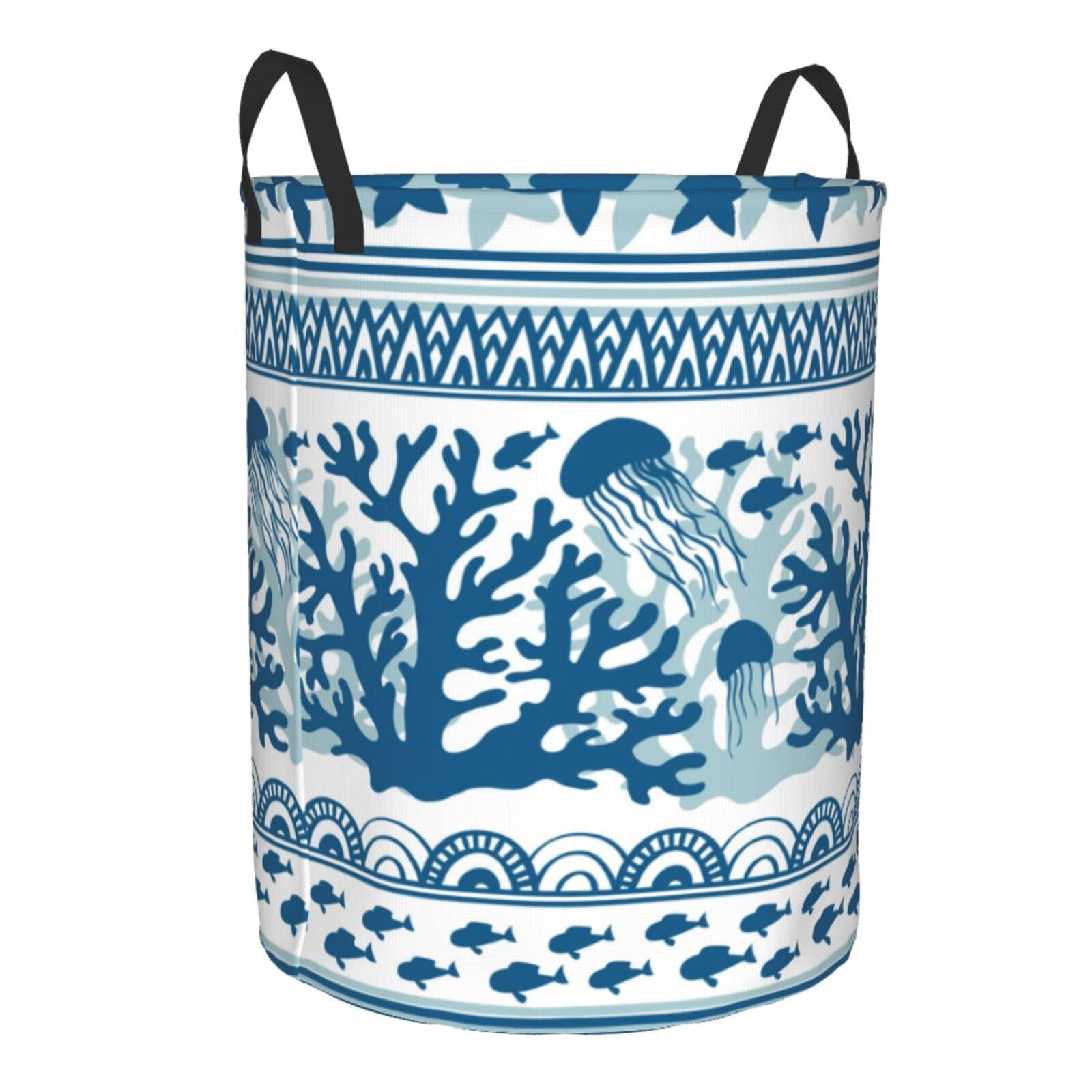 Uemuo Sea Underwater Jellyfish Pattern Circular Laundry Hamper Basket ...