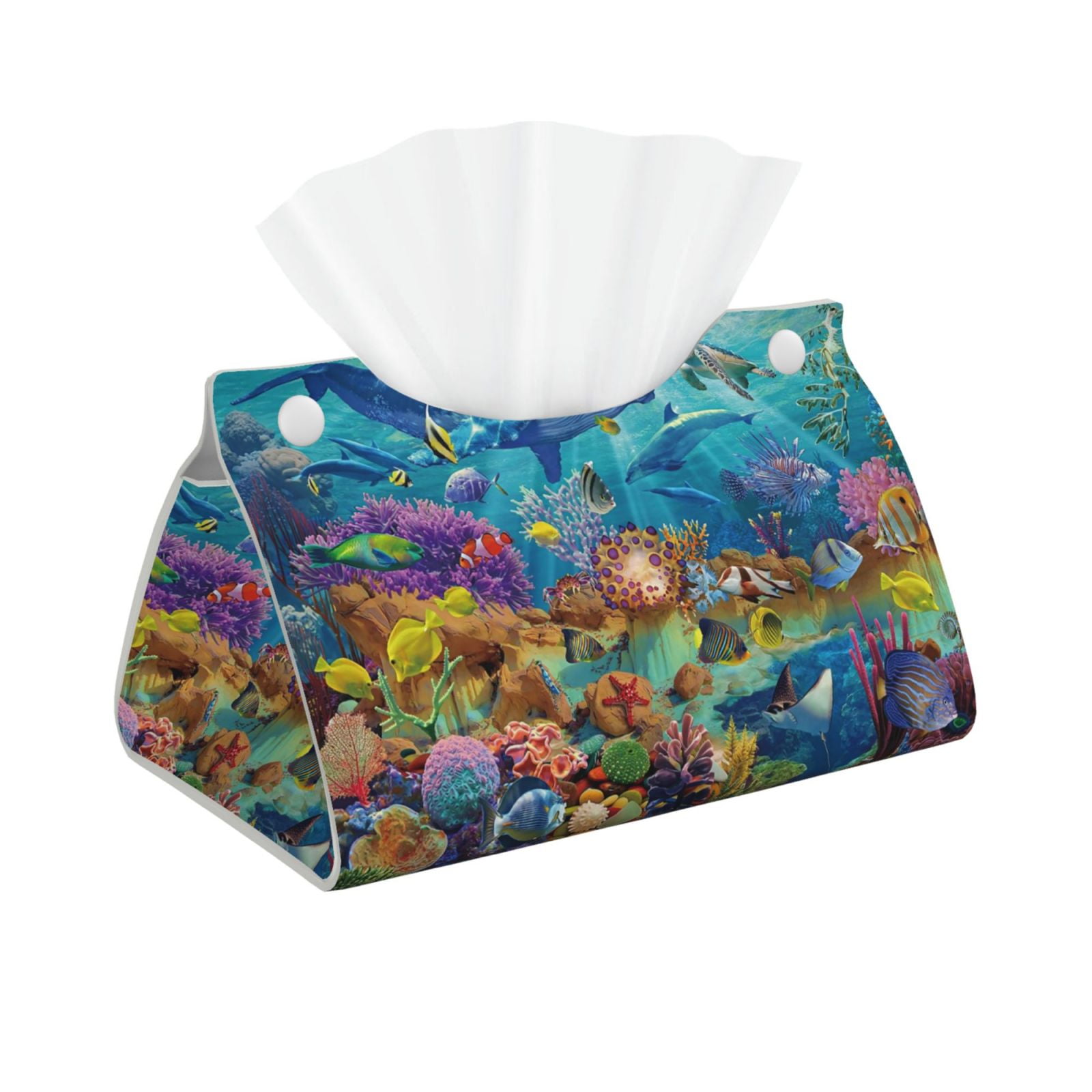 Uemuo Sea World Pattern Tissue Box Cover Holder, Triangle with Bottom ...