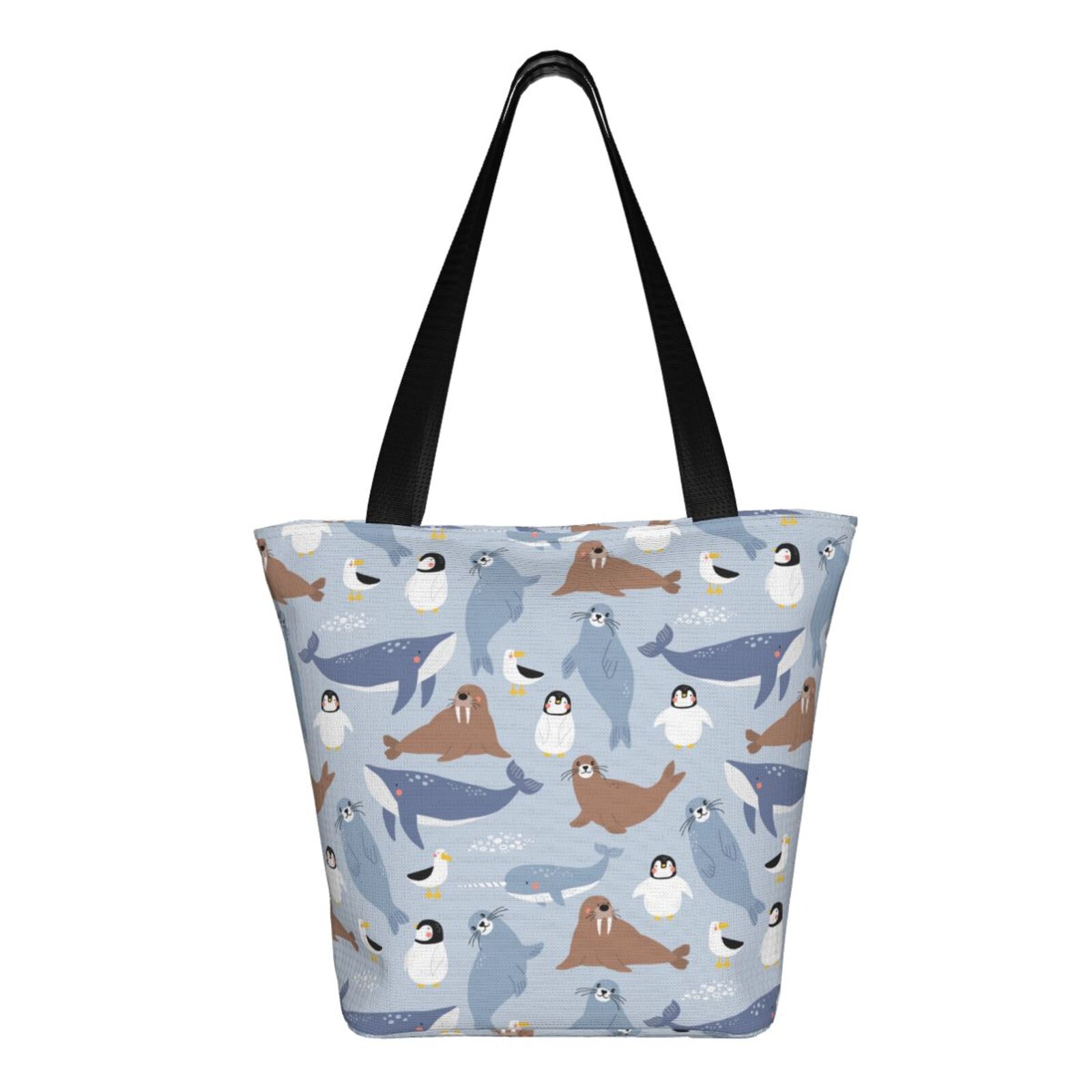 Uemuo Seal Fox Seagull Whales Print Tote Bags for Women,Large Capacity ...