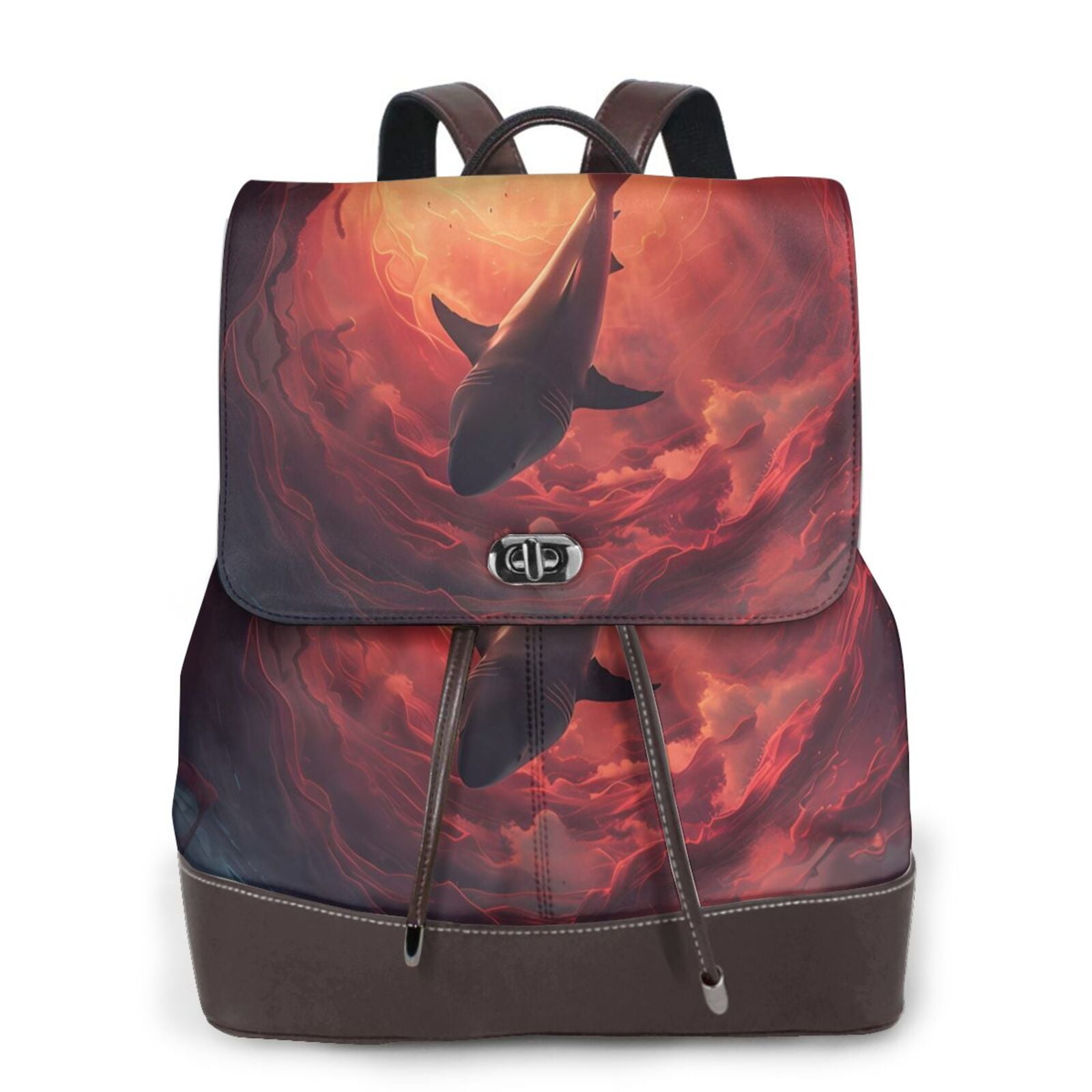 Uemuo Shark Underwater Vortex for Backpack Purse for Women Large ...