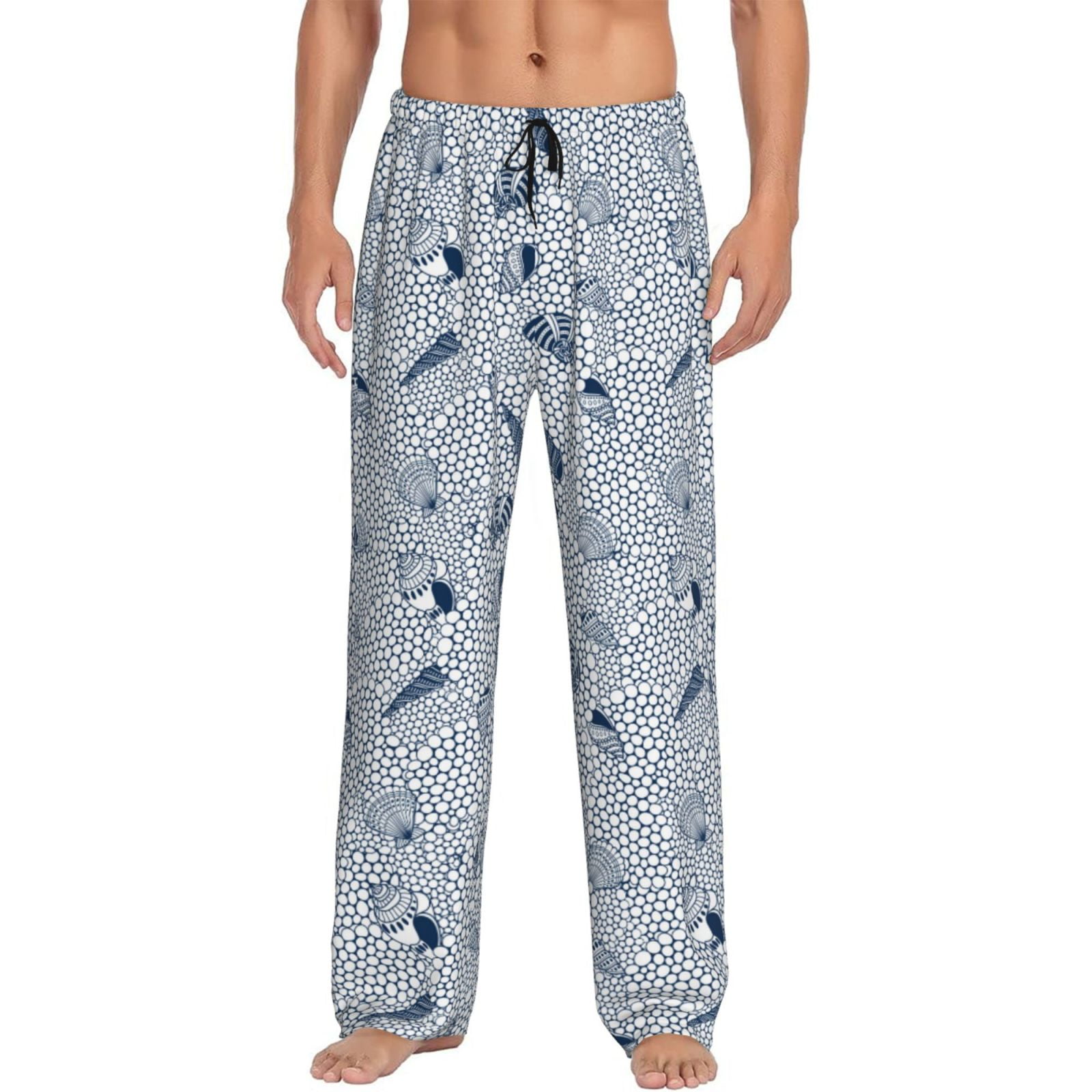 Uemuo Shells And Sand Pattern Men's Wide Leg Palazzo Lounge Pants with ...