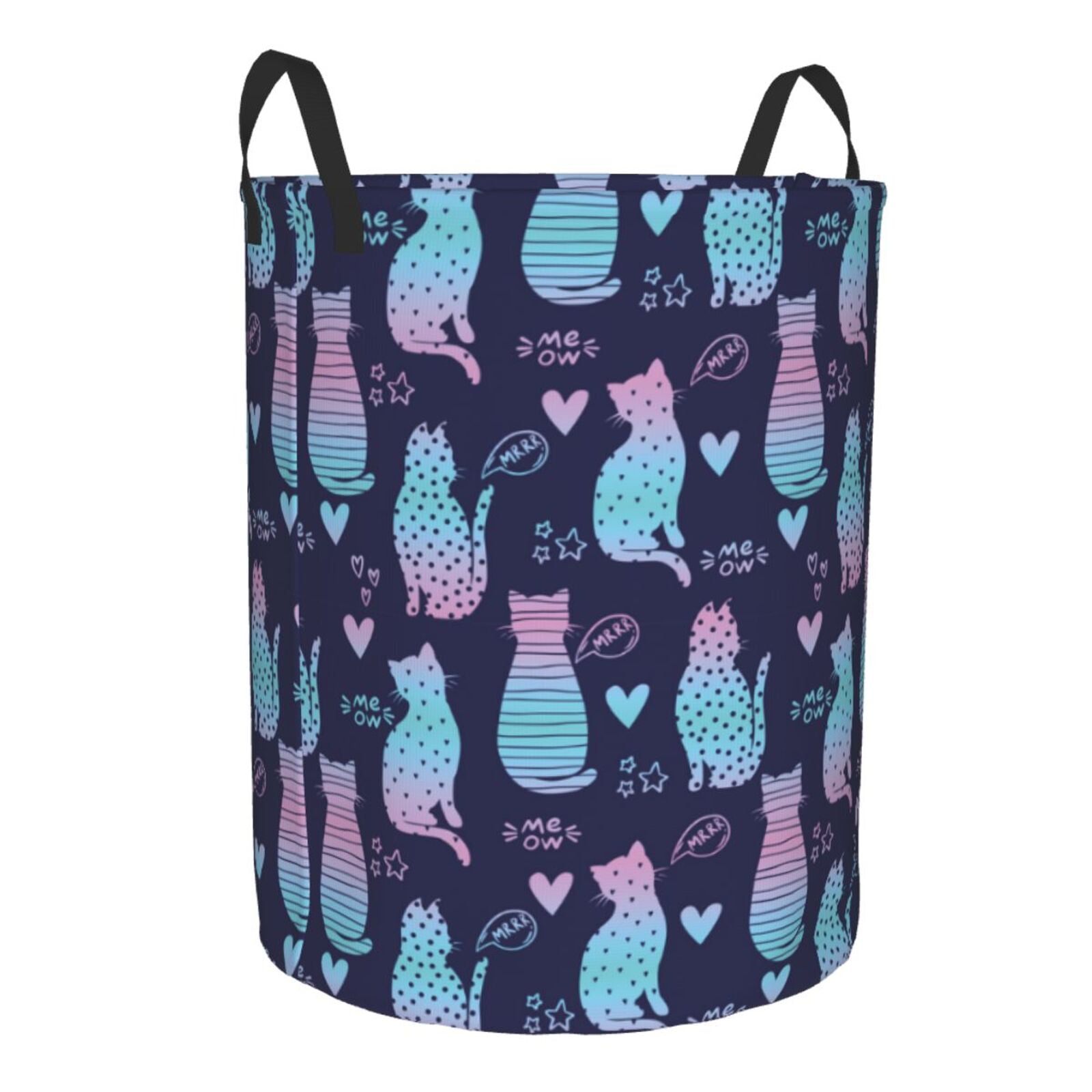 Uemuo Silhouette Cats Pattern Circular Laundry Hamper Basket with ...