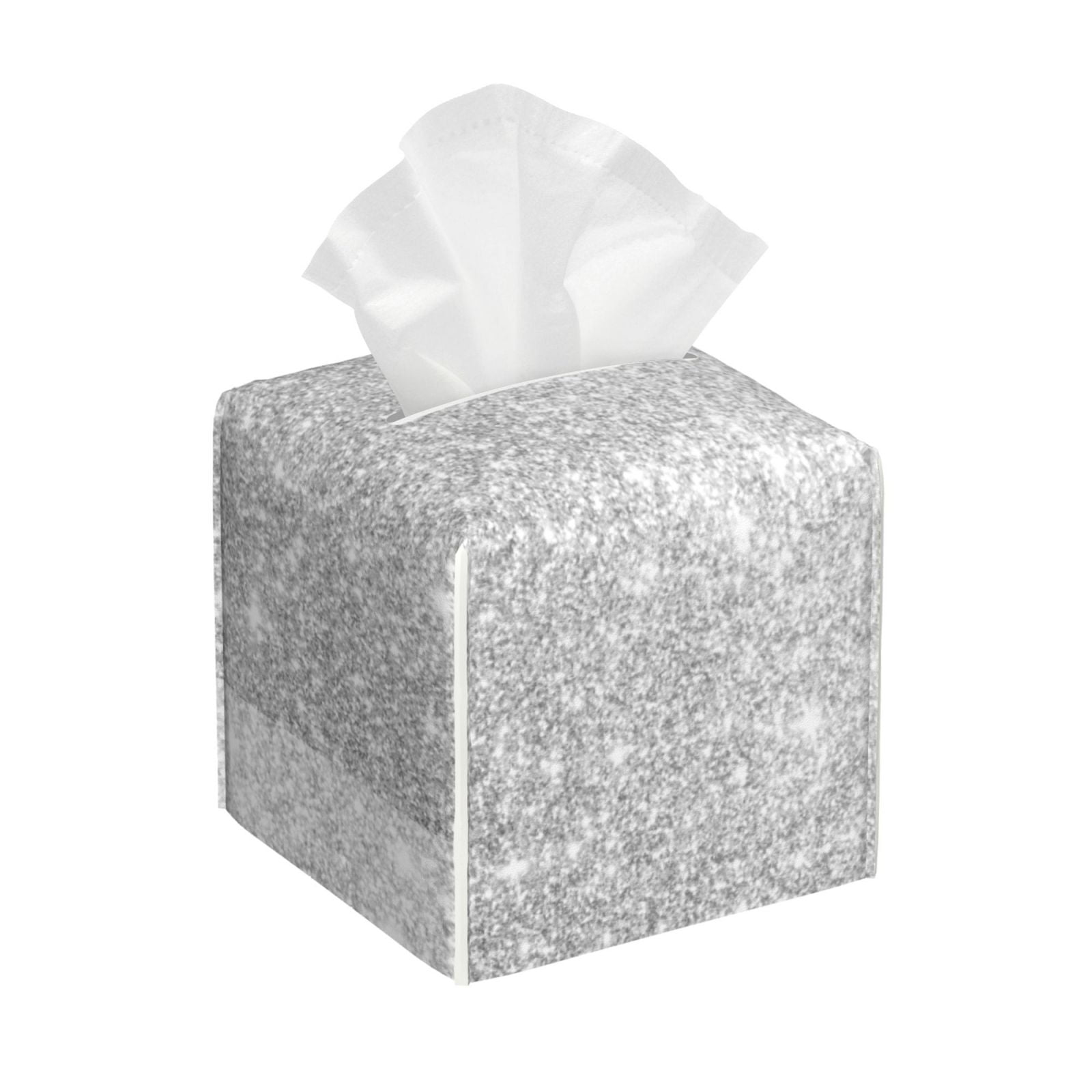 Uemuo Silver Glitter Tissue Box Cover Holder, Square with Bottom Belt ...
