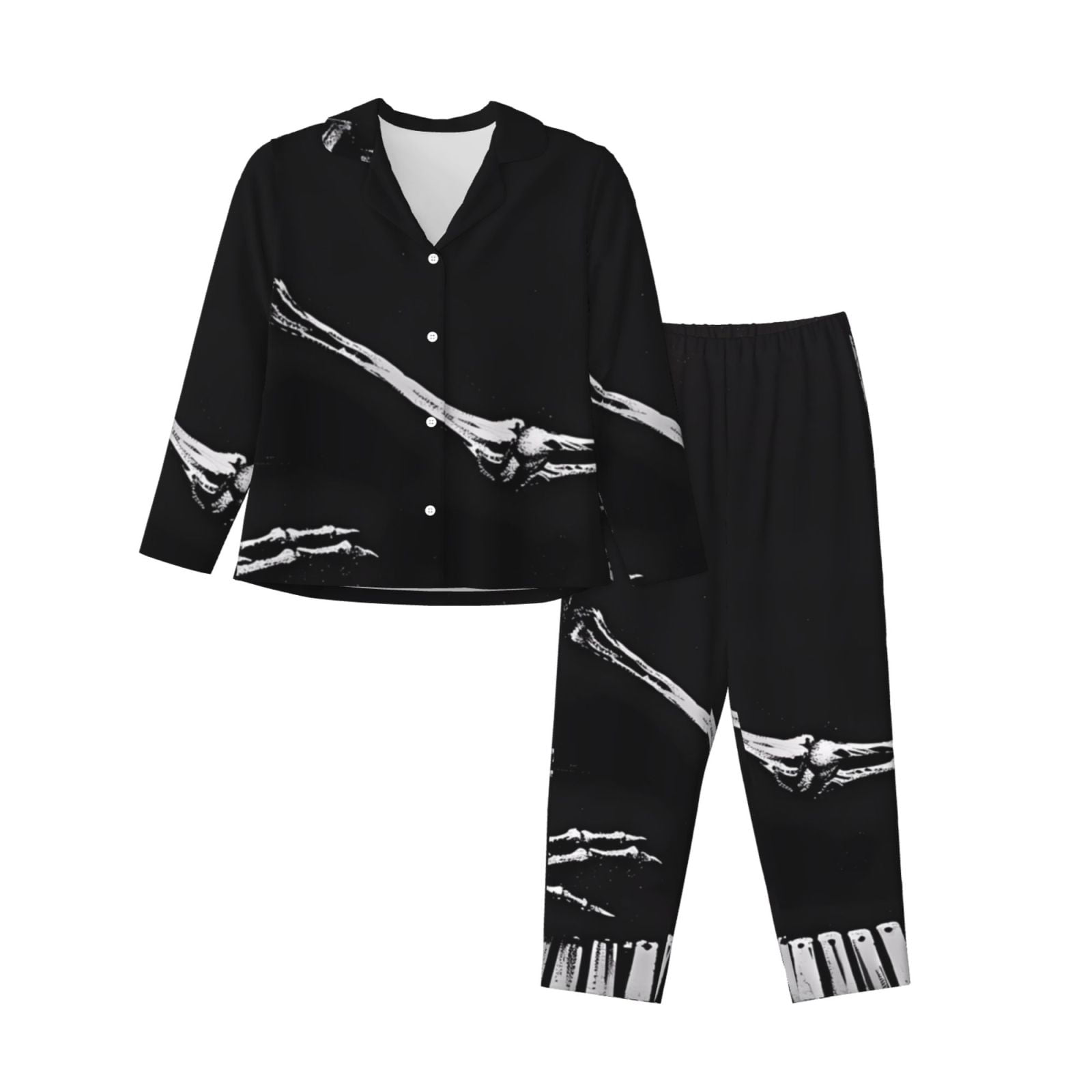Uemuo Skeleton Playing Xylophone Pattern Womens Pajama Sets,PJ Set for ...