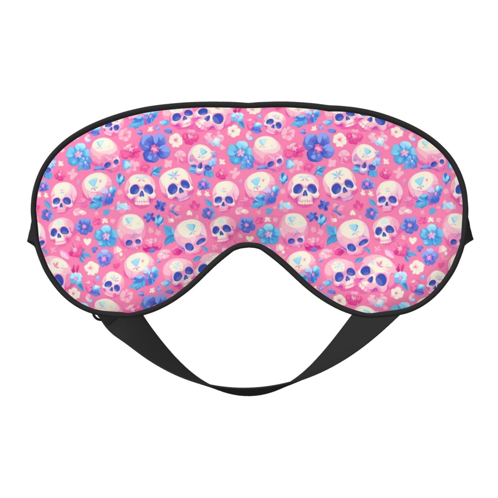Uemuo Skull Blue Flower Pattern Sleep Eye Mask - Light Blocking Sleep ...