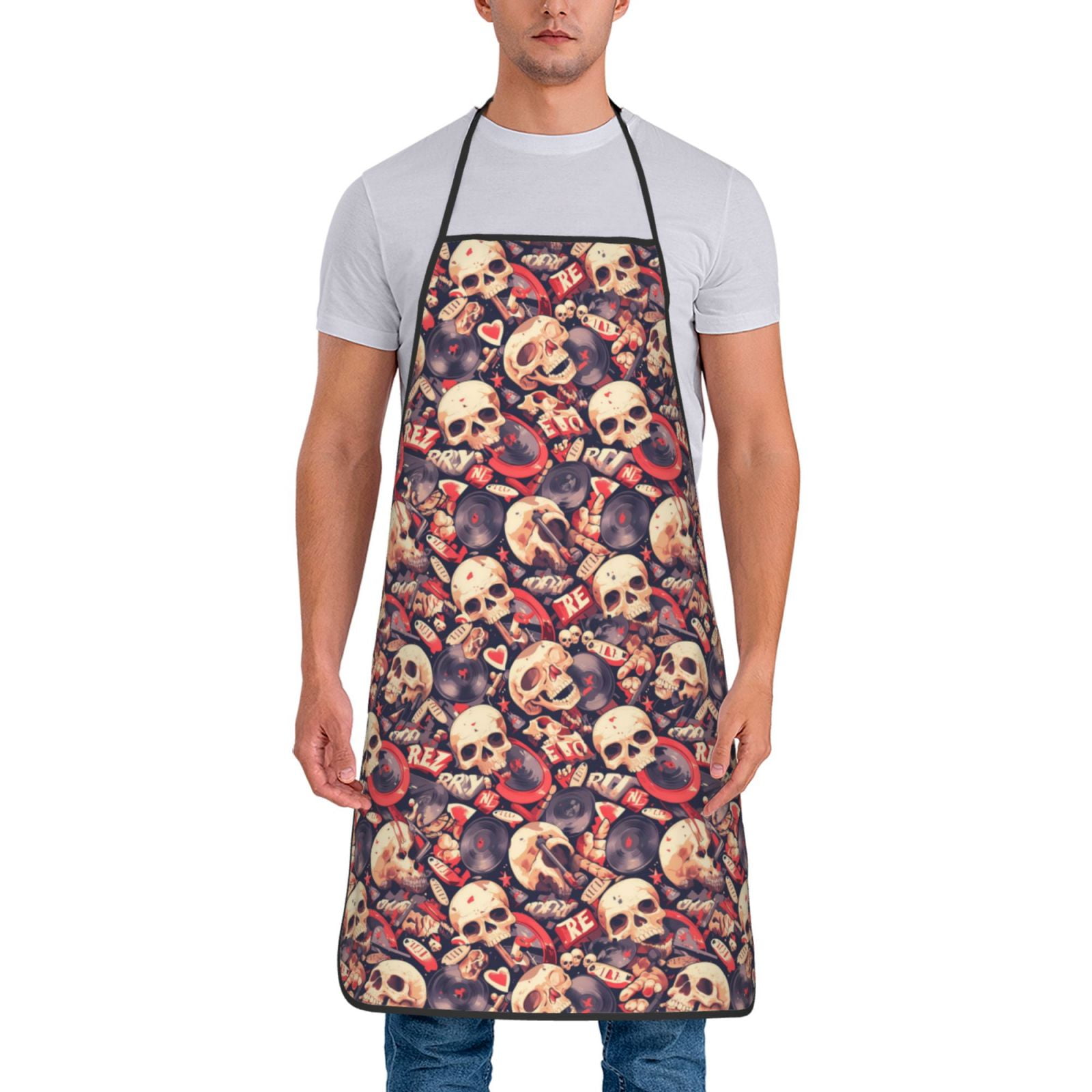 Uemuo Skull rock record artist Printed Bib Apron, Adjustable , Water ...
