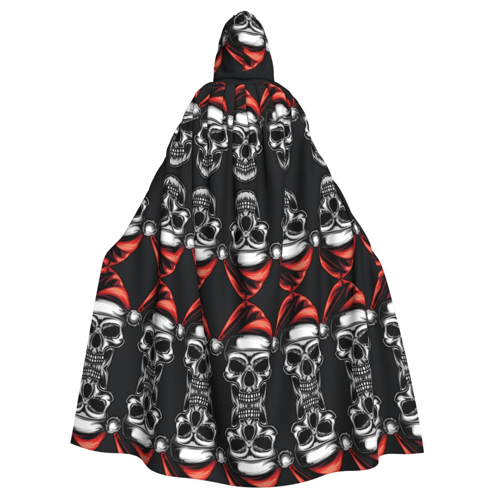 Uemuo Skull santa hat Pattern Hooded Cloak Cape with Hood Halloween ...