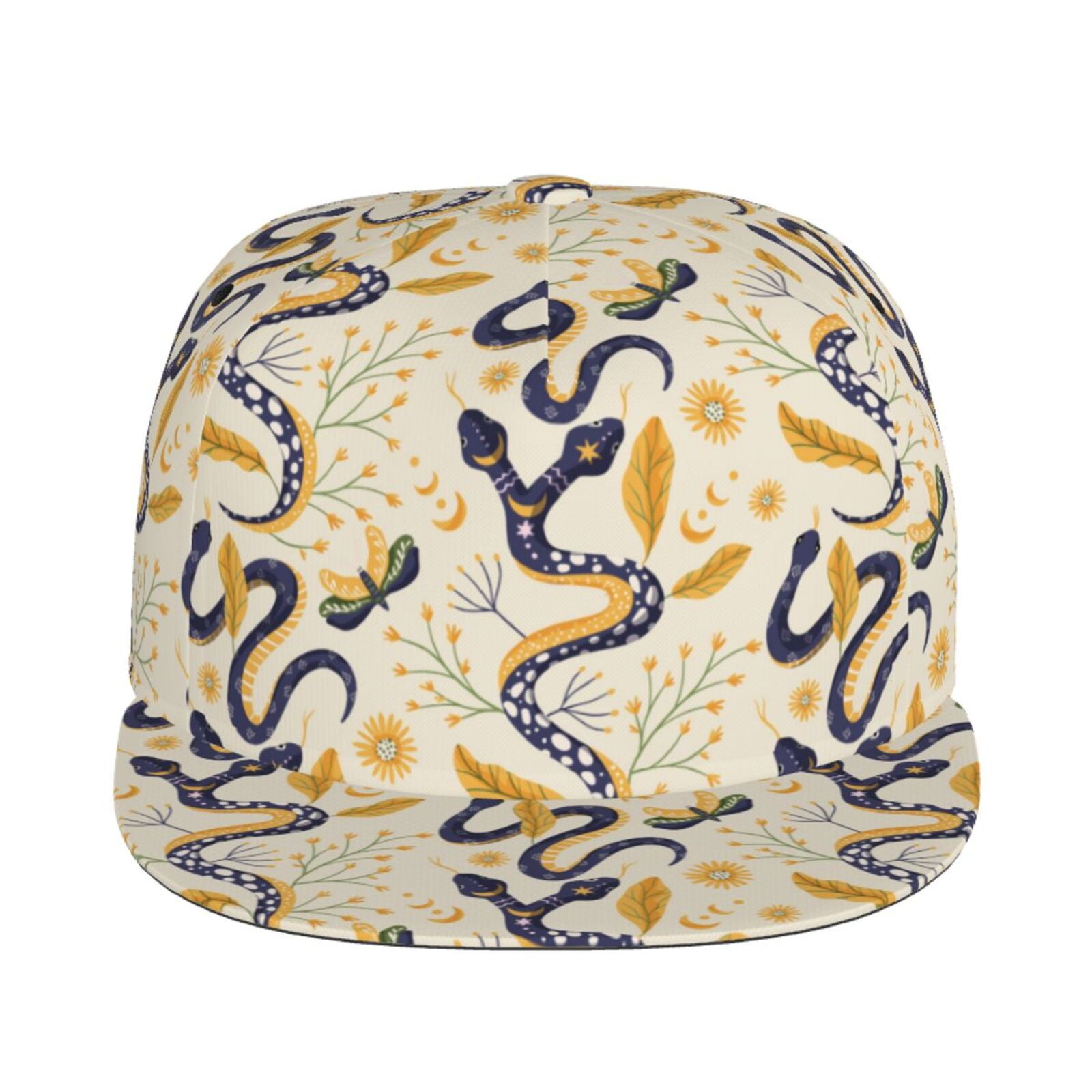 Uemuo Snake And Floral Pattern Women's Baseball Cap,Straight Brim Hat ...