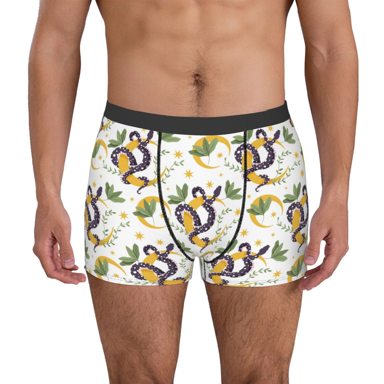 Uemuo Snake And Moon Pattern Men's Boxer Briefs,Trunk Anti-Chafing ...