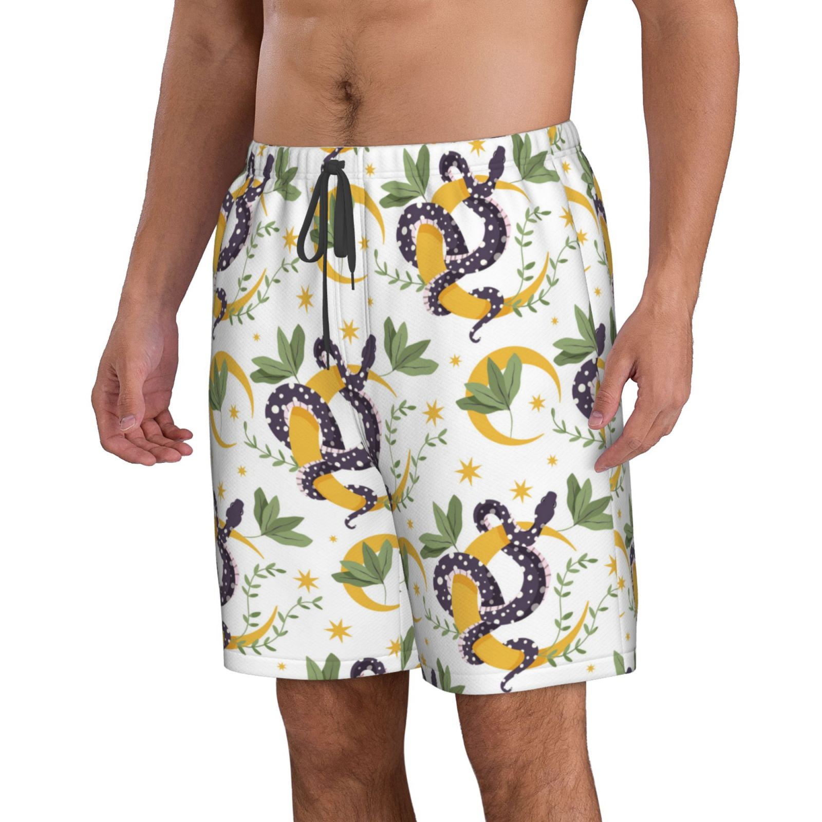 Uemuo Snake And Moon Pattern Men's Swim Trunks Hawaiian Beach Bathing ...