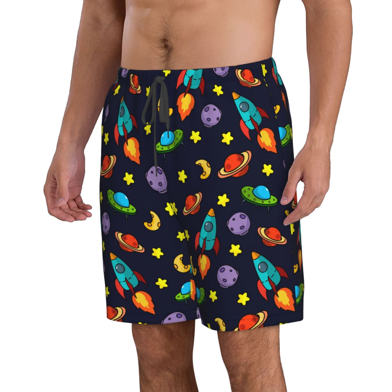 Uemuo Space D Pattern Men's Swim Trunks Hawaiian Beach Bathing Suit ...