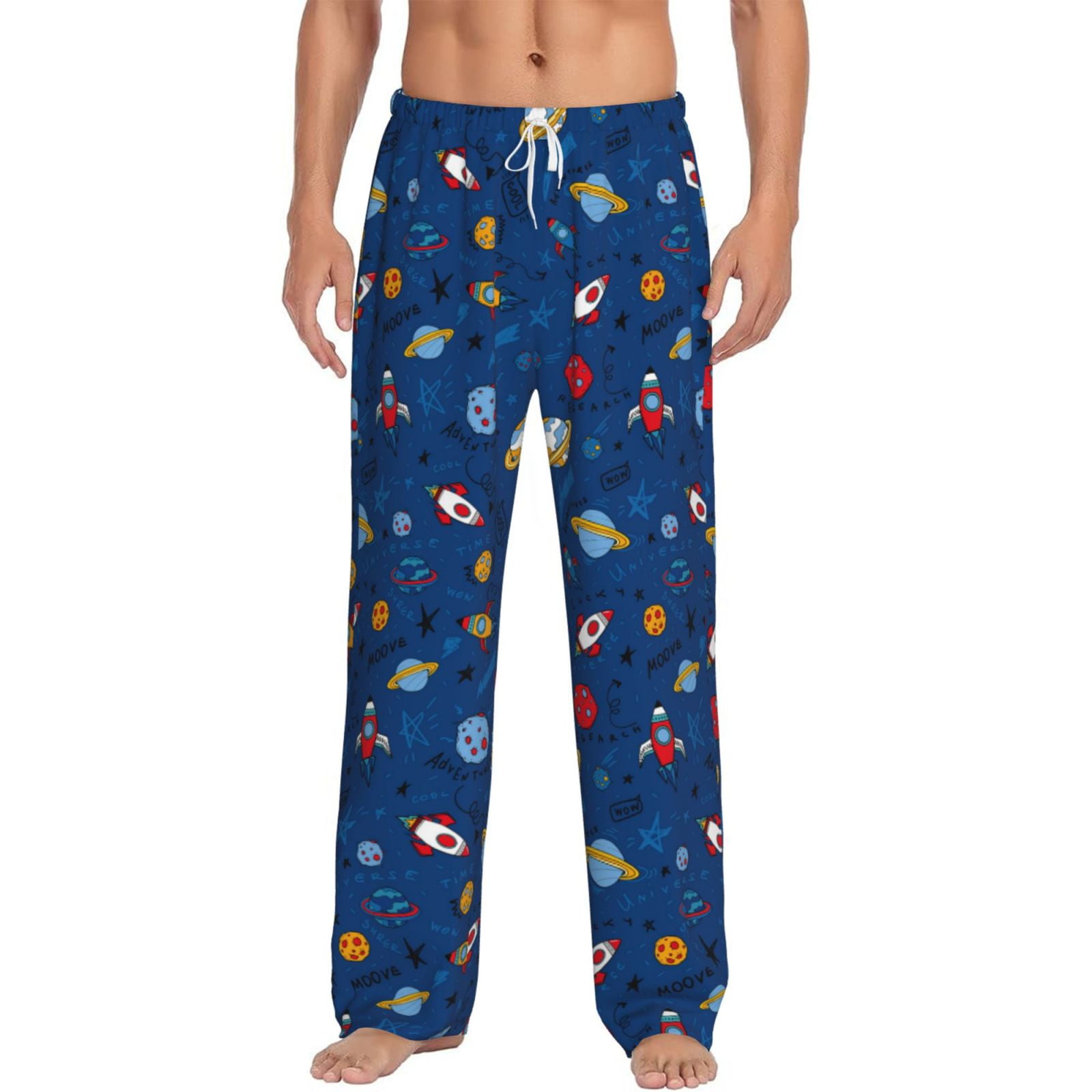 Uemuo Space Pattern Men's Wide Leg Palazzo Lounge Pants with Pockets ...