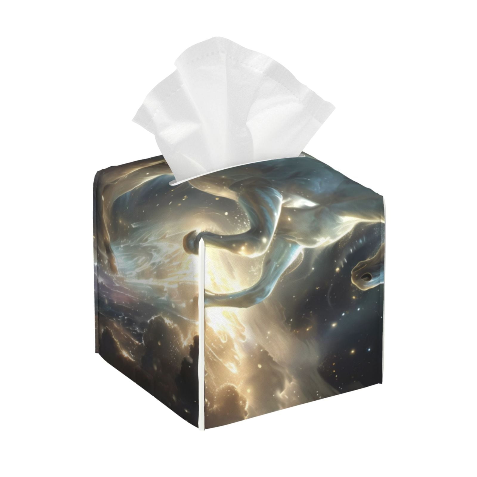 Uemuo Space White Horse Tissue Box Cover Holder, Square with Bottom ...