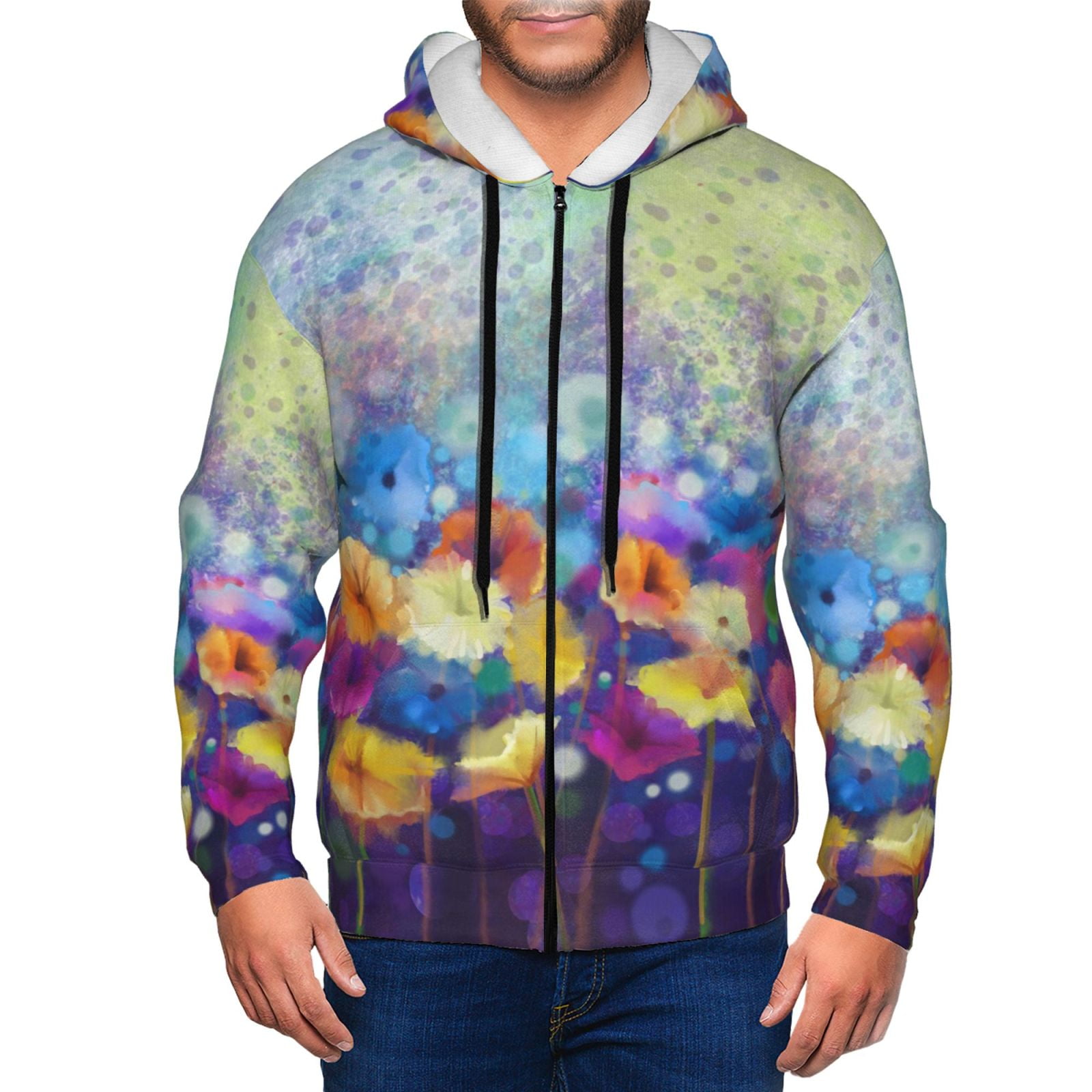Uemuo Spring Flower Seasonal for Men's Fashion Full-zip Hoodies ...