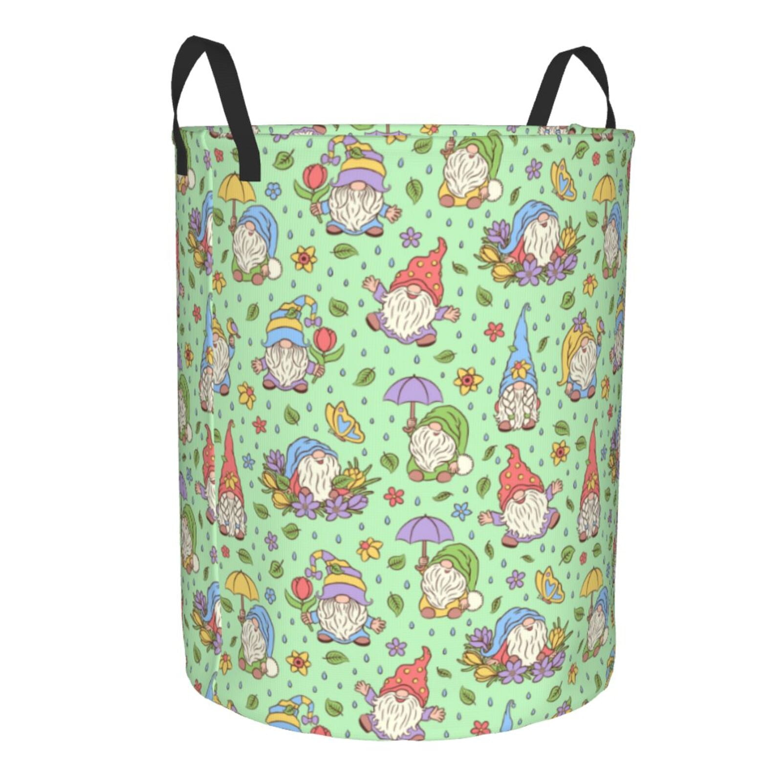 Uemuo Spring Gnomes Pattern Circular Laundry Hamper Basket with handles ...