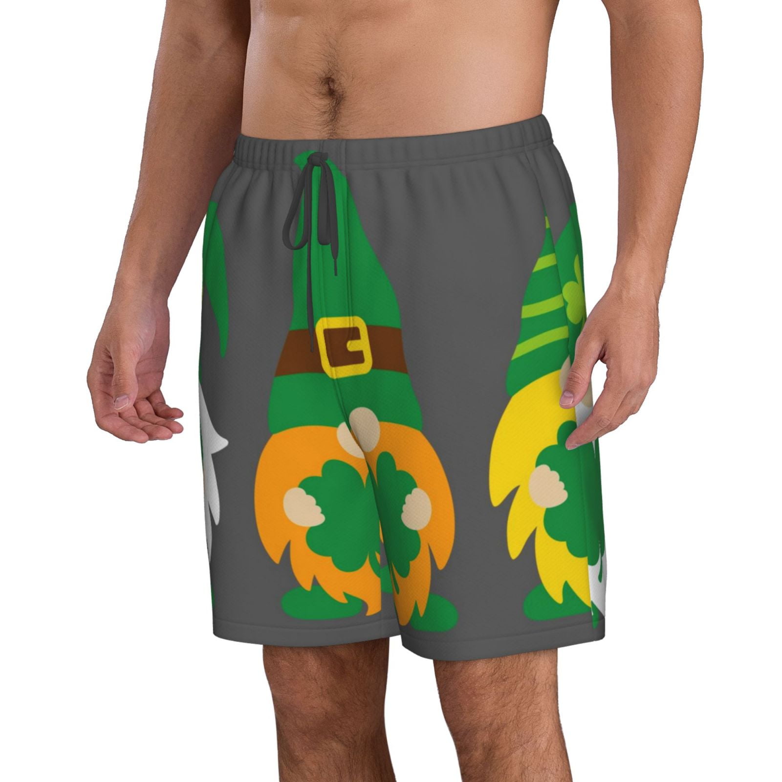 Uemuo Spring St Patrick’S Day Irish Gnomes Pattern Men's Swim Trunks ...