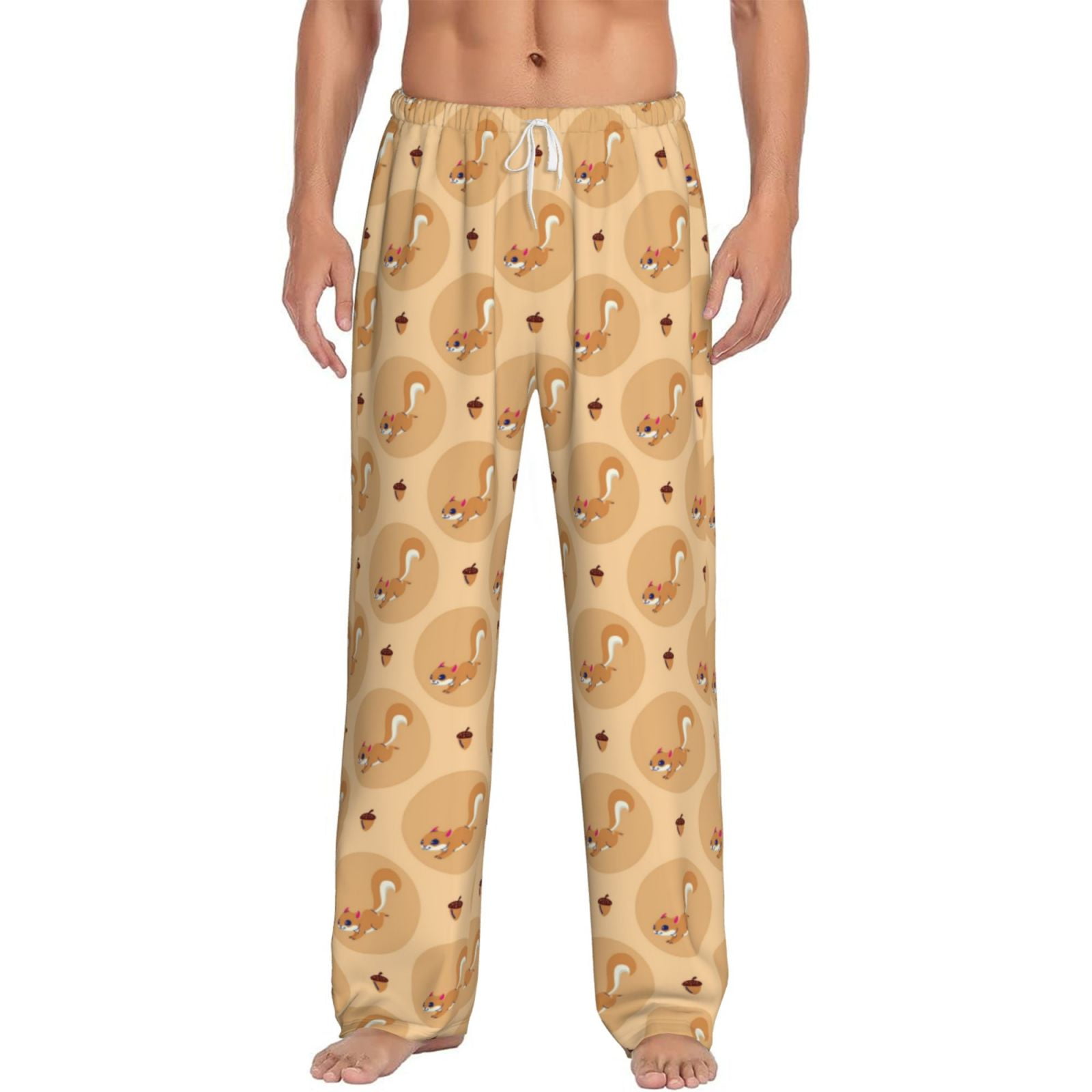Uemuo Squirrel And Nuts Pattern Men's Wide Leg Palazzo Lounge Pants ...