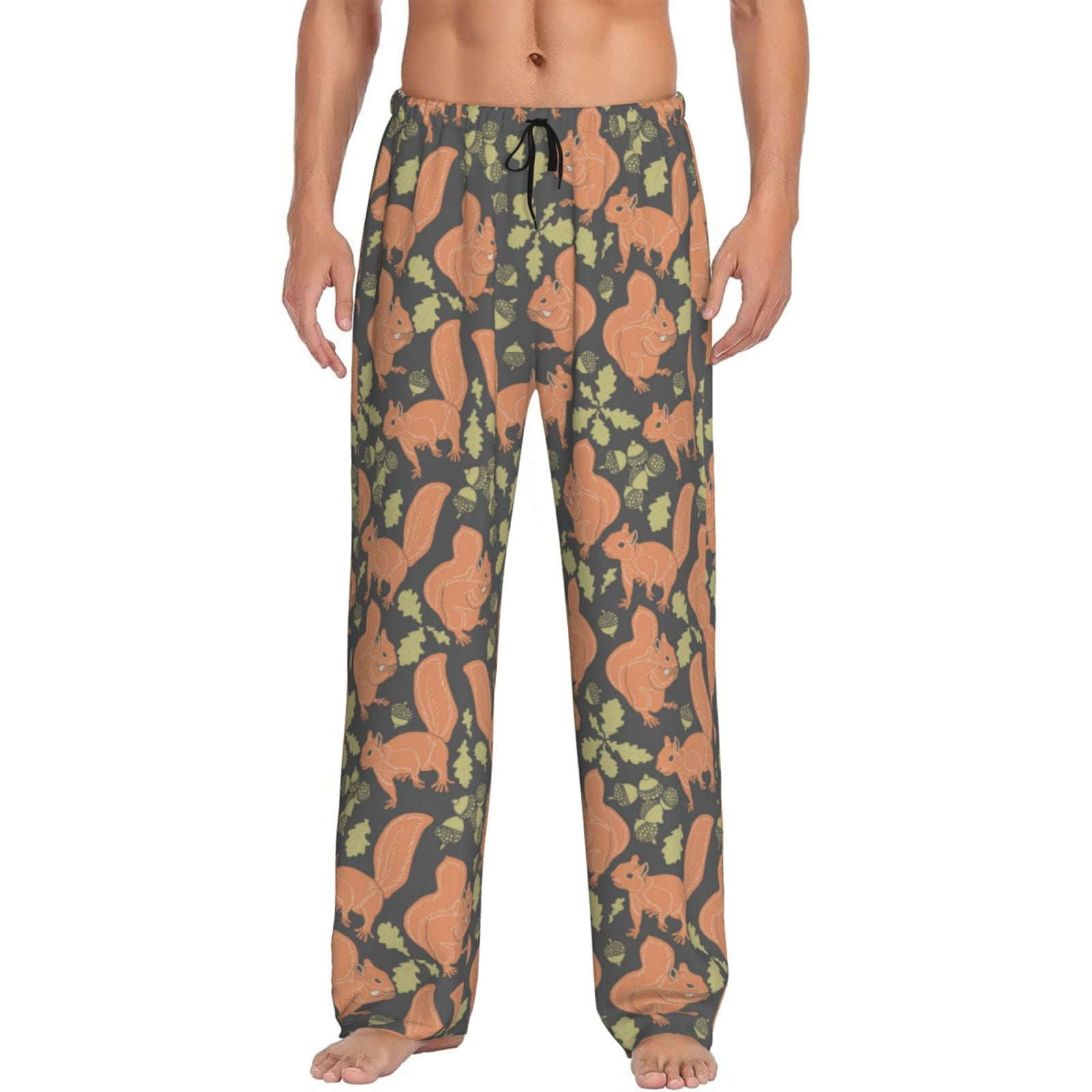 Uemuo Squirrel And Nuts Pattern Men's Wide Leg Palazzo Lounge Pants ...