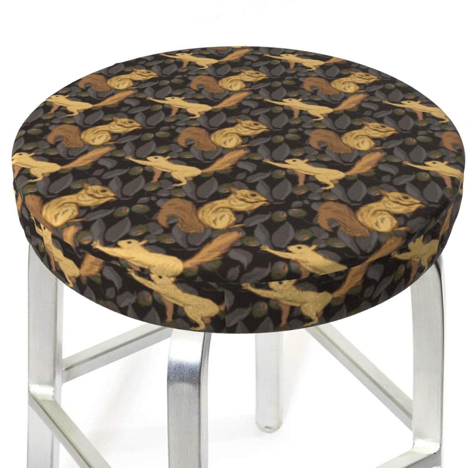 Uemuo Squirrel Gathering Nuts Pattern Round Bar Stool Seat Covers ...