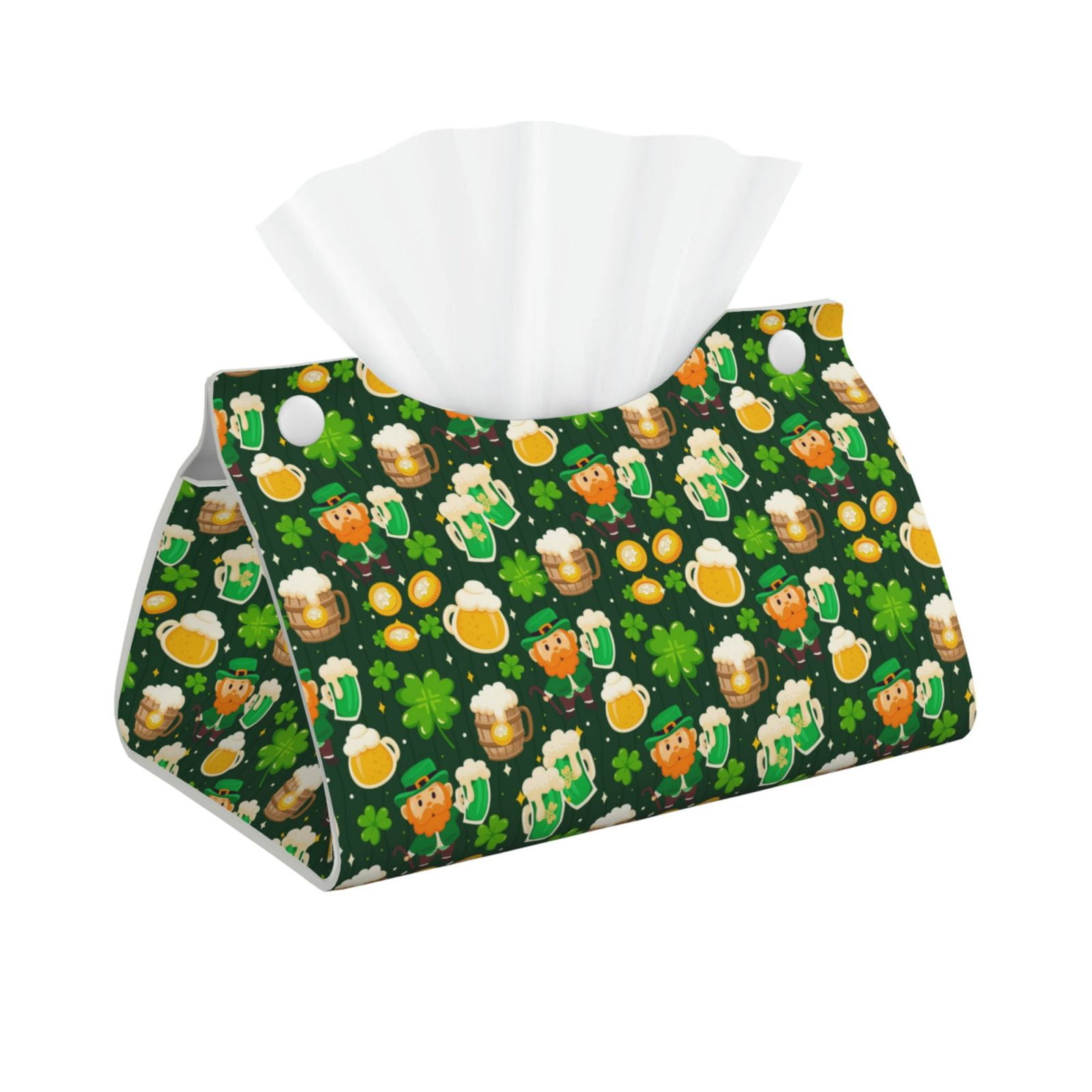 Uemuo St Patrick's Day10 Pattern Tissue Box Cover Holder, Triangle with Bottom Belt - PVC ...